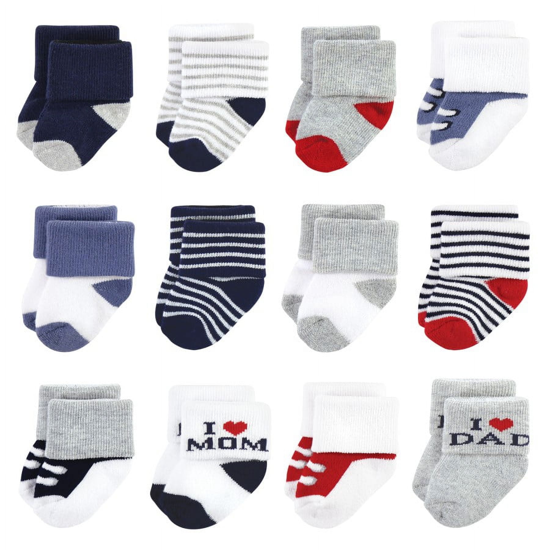 Hudson Baby Infant Boy Cotton Rich Newborn and Terry Socks, Mom Dad Boy ...