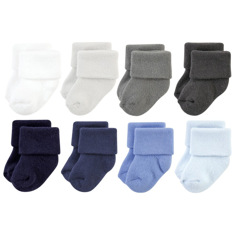 Hudson Baby Infant Boy Cotton Rich Newborn and Terry Socks, Solid Blue ...