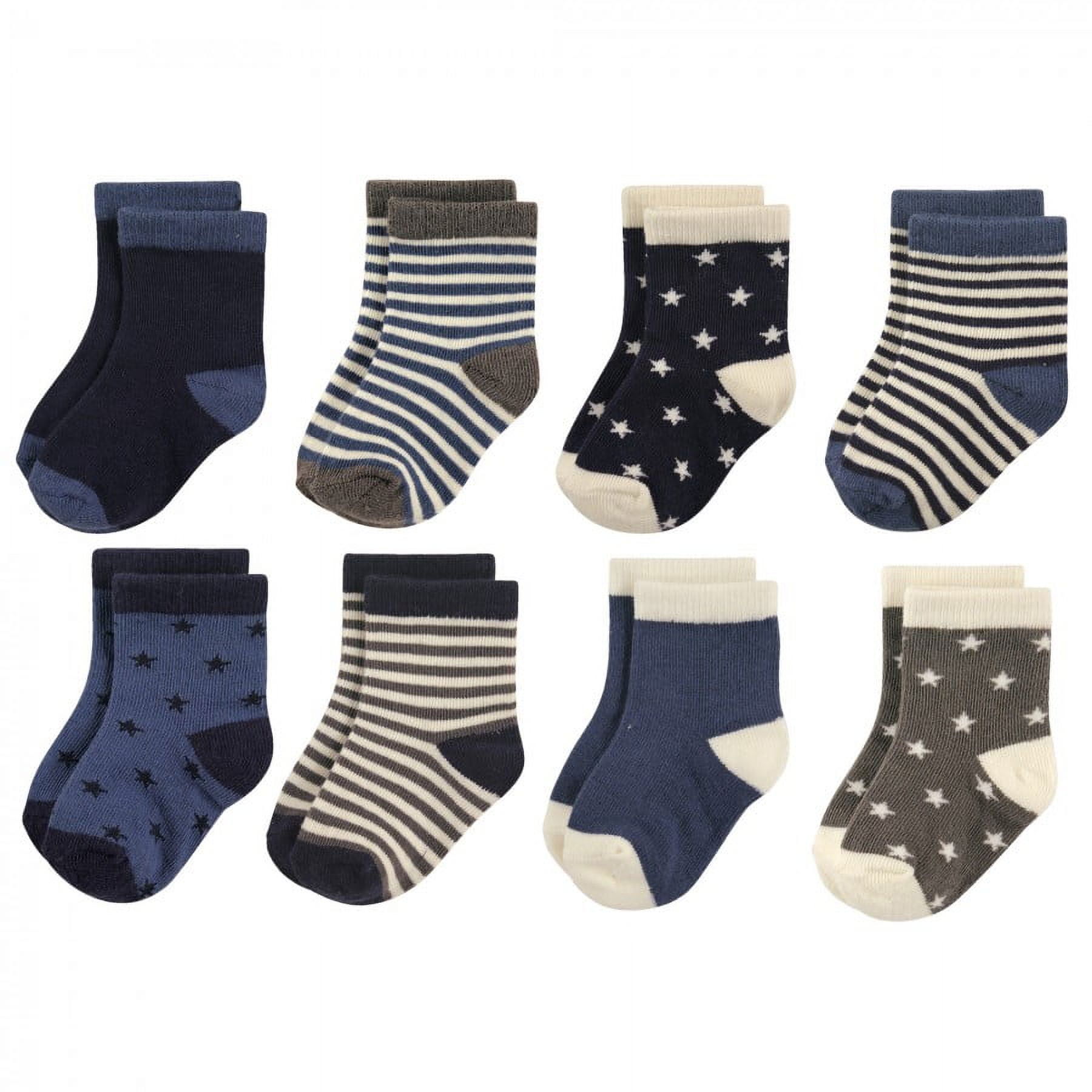 Hudson Baby Infant Boy Cotton Rich Newborn and Terry Socks, Stars, 0-6 ...