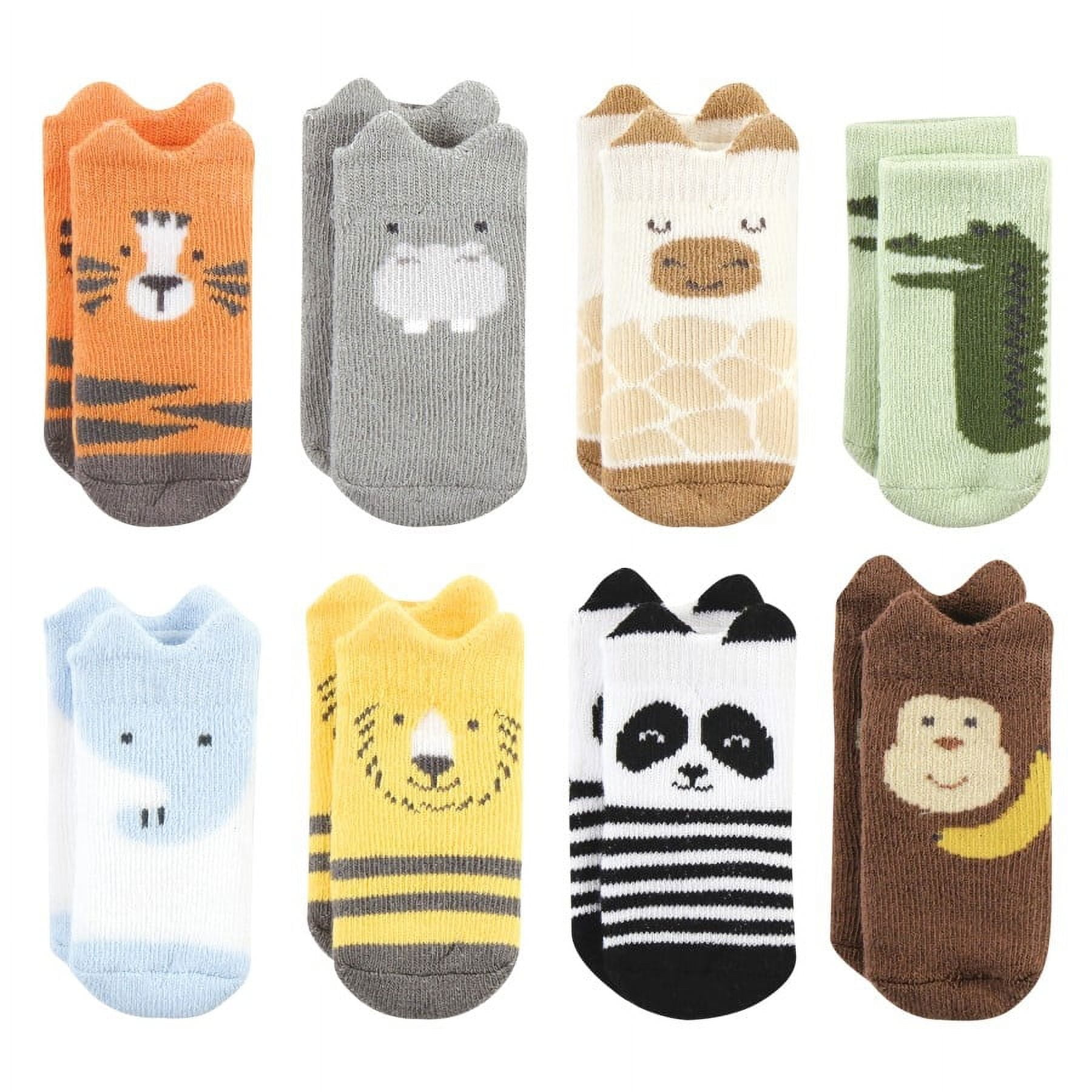 Hudson Baby Infant Boy Cotton Rich Newborn and Terry Socks, Zoo Animals ...