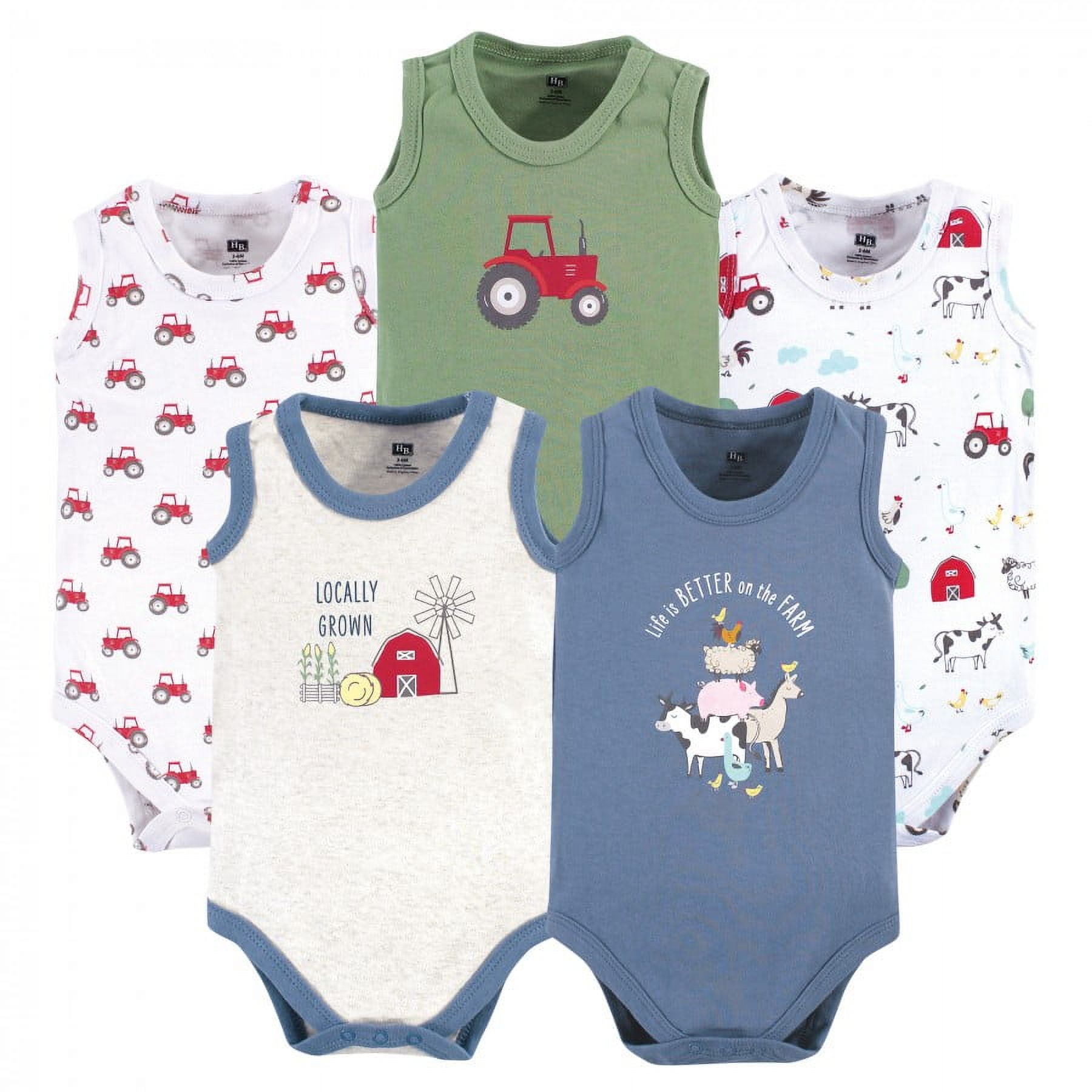 Hudson Baby Infant Boy Cotton Sleeveless Bodysuits, Boy Farm Animals, 9 ...