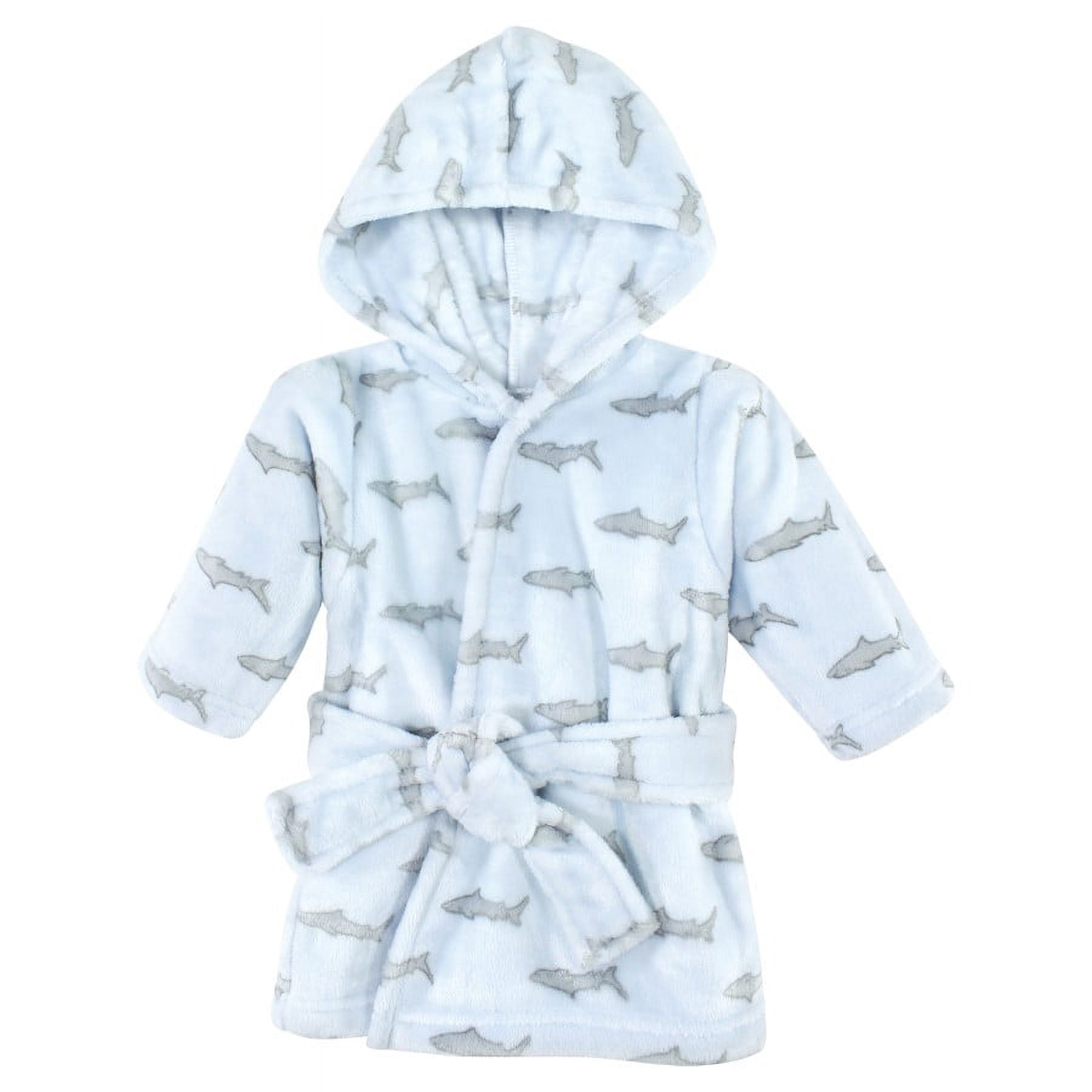 Hudson Baby Infant Boy Plush Animal Face Bathrobe, Blue Shark, 0-9 ...