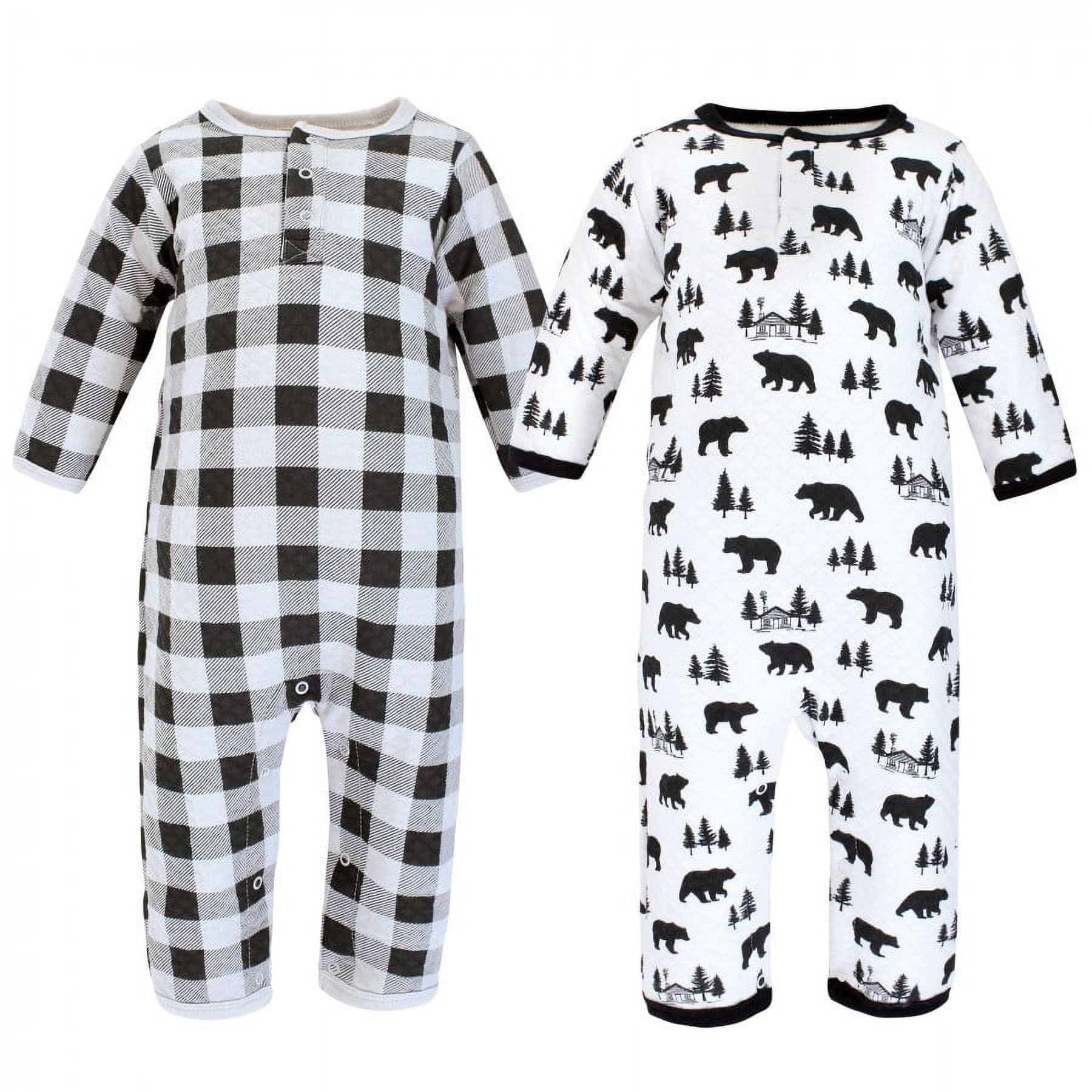 Hudson Baby Infant Boy Premium Quilted Coveralls, Bear Gray Black, 3-6 ...