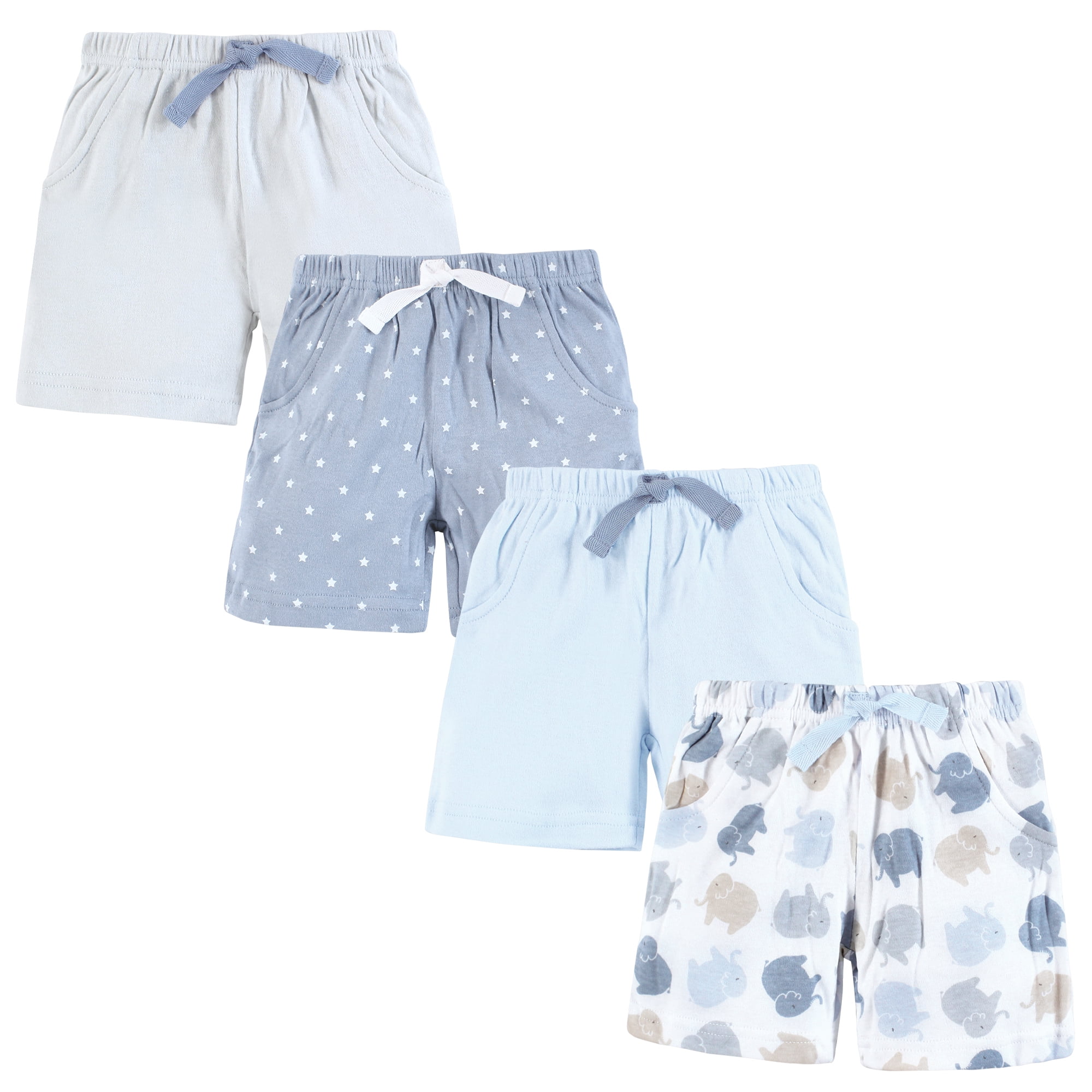 Hudson Baby Infant Boy Shorts Bottoms 4-Pack, Multi Color Boy Elephant ...