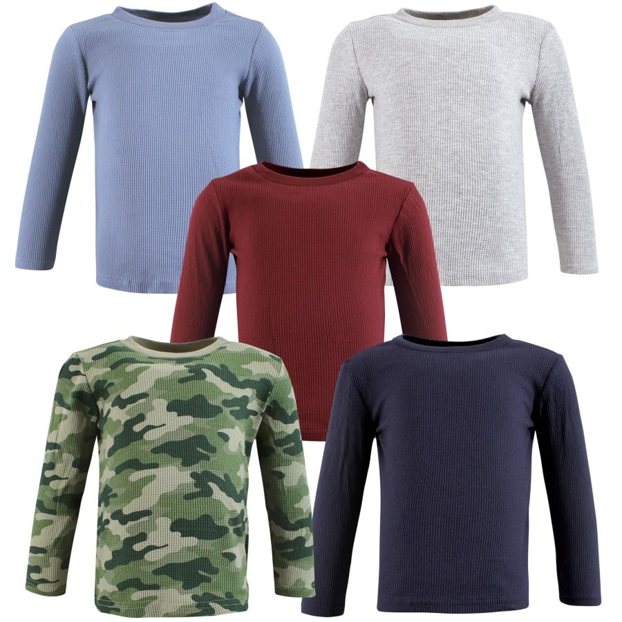 Hudson Baby Infant Boy Thermal Long Sleeve Tees 5pk, Basic Camo, 5T ...