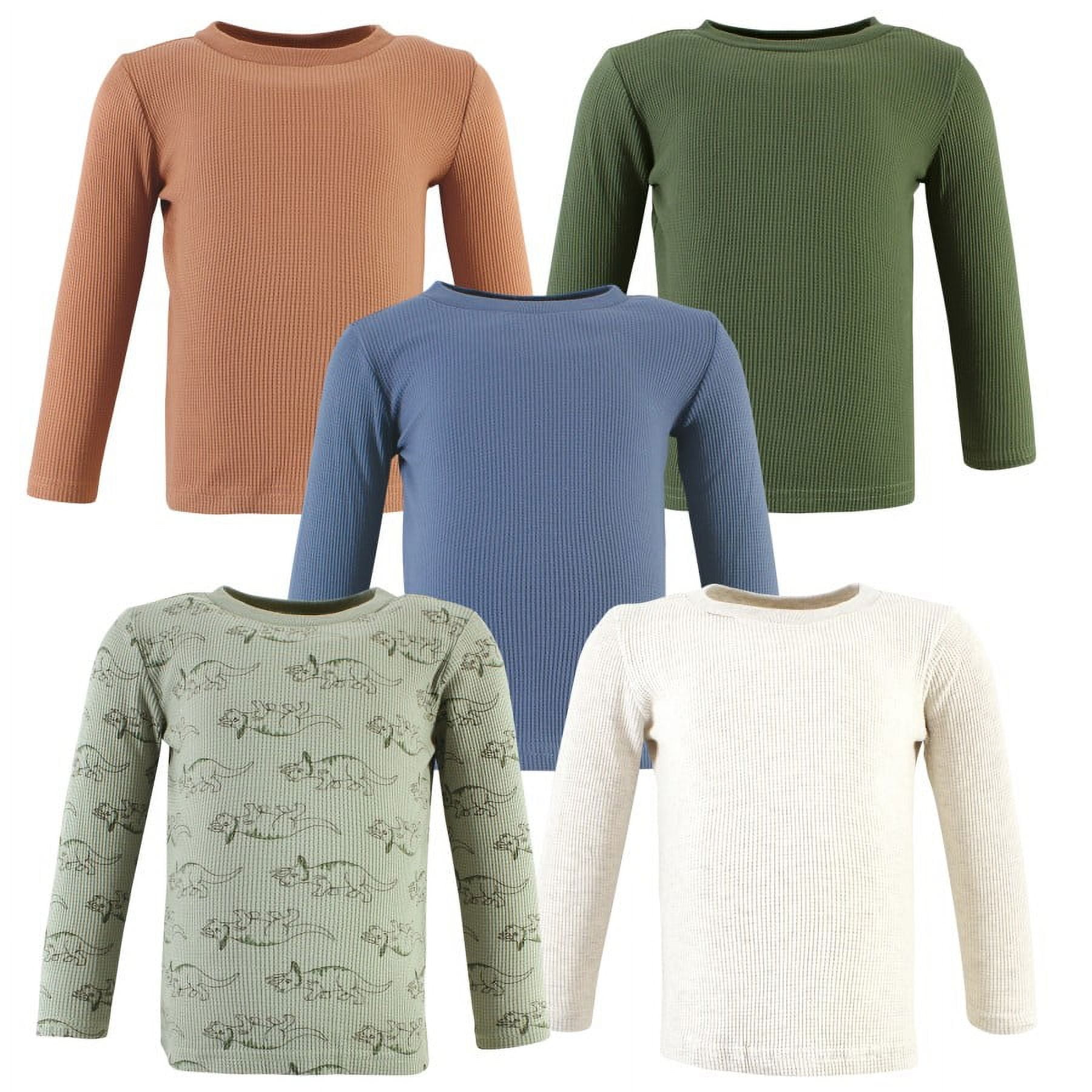 Hudson Baby Infant Boy Thermal Long Sleeve Tees 5pk, Sage Dinosaur, 5T ...