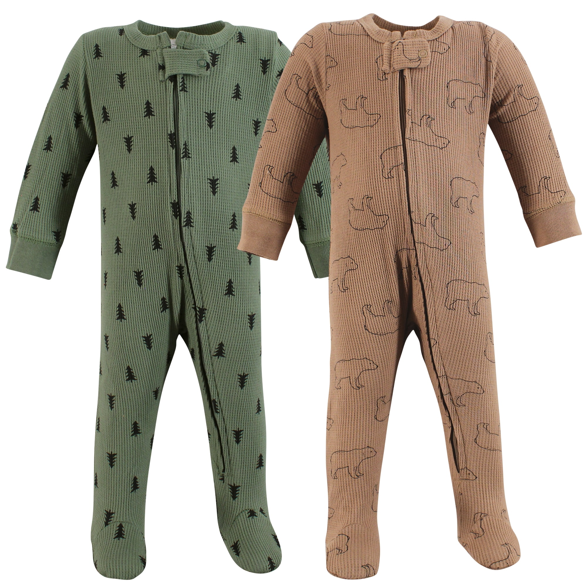 Hudson Baby Infant Boy Thermal Zipper Sleep and Play 2pk, Bear Tree, 0 ...