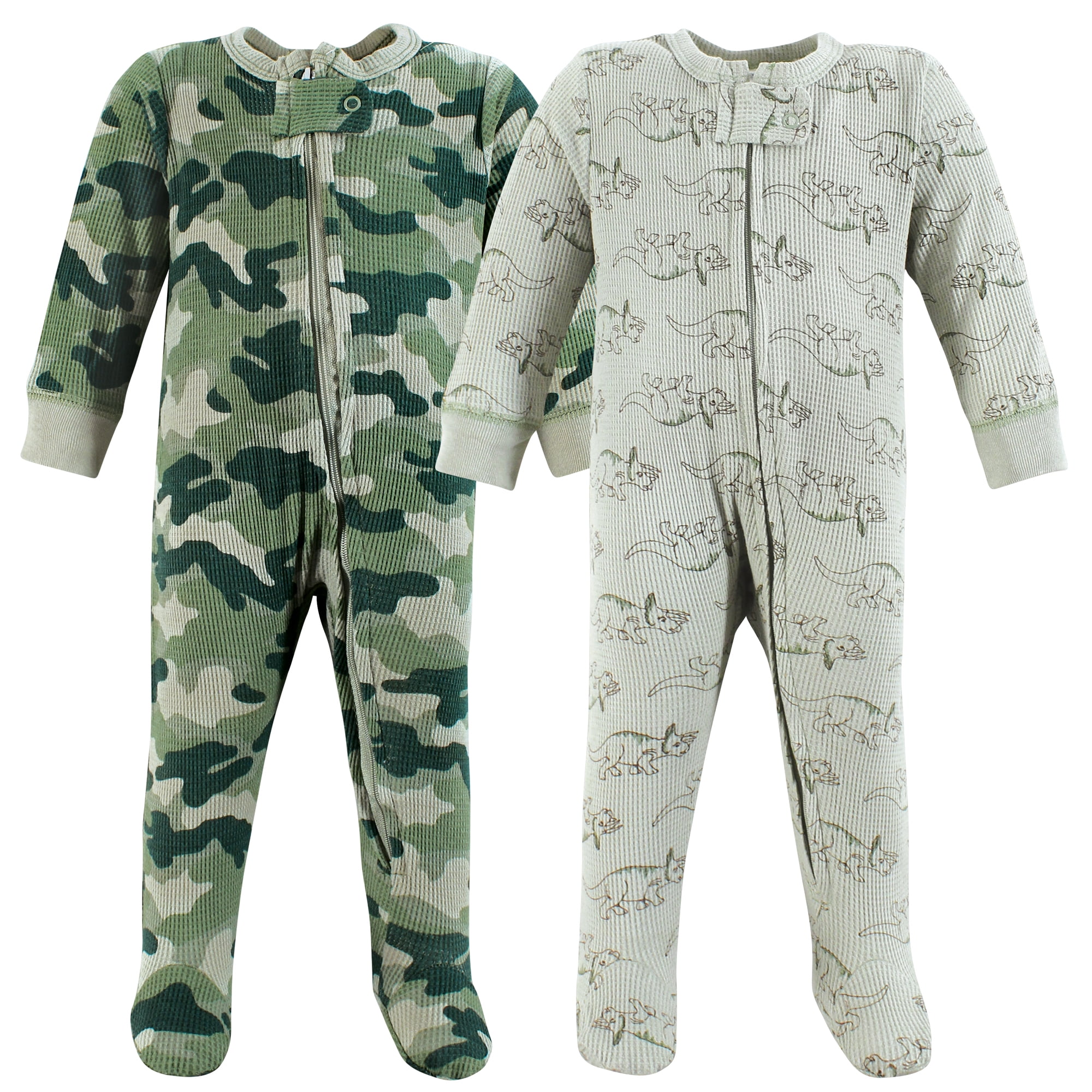 Hudson Baby Infant Boy Thermal Zipper Sleep and Play 2pk, Sage Dinosaur ...