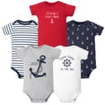 Hudson Baby Infant Boys Cotton Bodysuits 5-Pack, Nautical Anchor, 3-6 ...