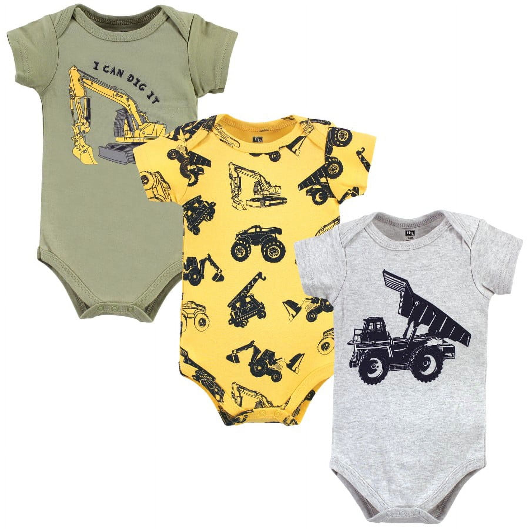 Hudson Baby Infant Boys Cotton Bodysuits, Construction Trucks, 9-12 ...