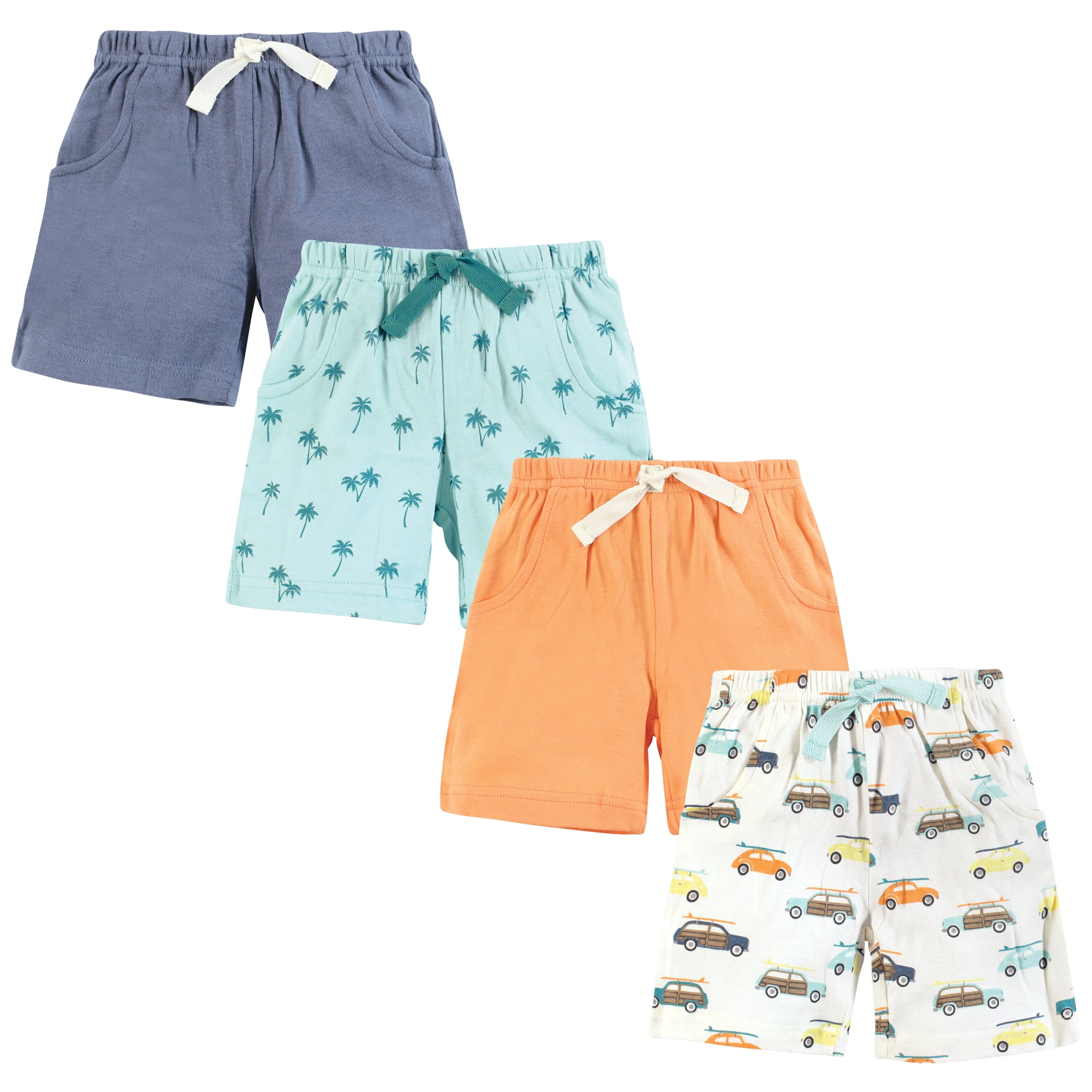 Hudson Baby Infant Boys Shorts Bottoms 4-Pack, Surf Cars, 3-6 Months ...