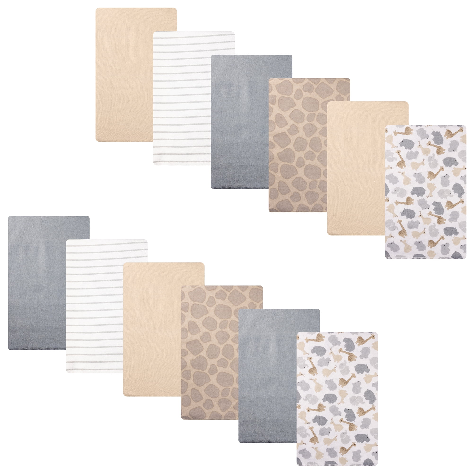 Hudson Baby Infant Cotton Polyester Flannel Burp Cloths Bundle 12-Pack ...