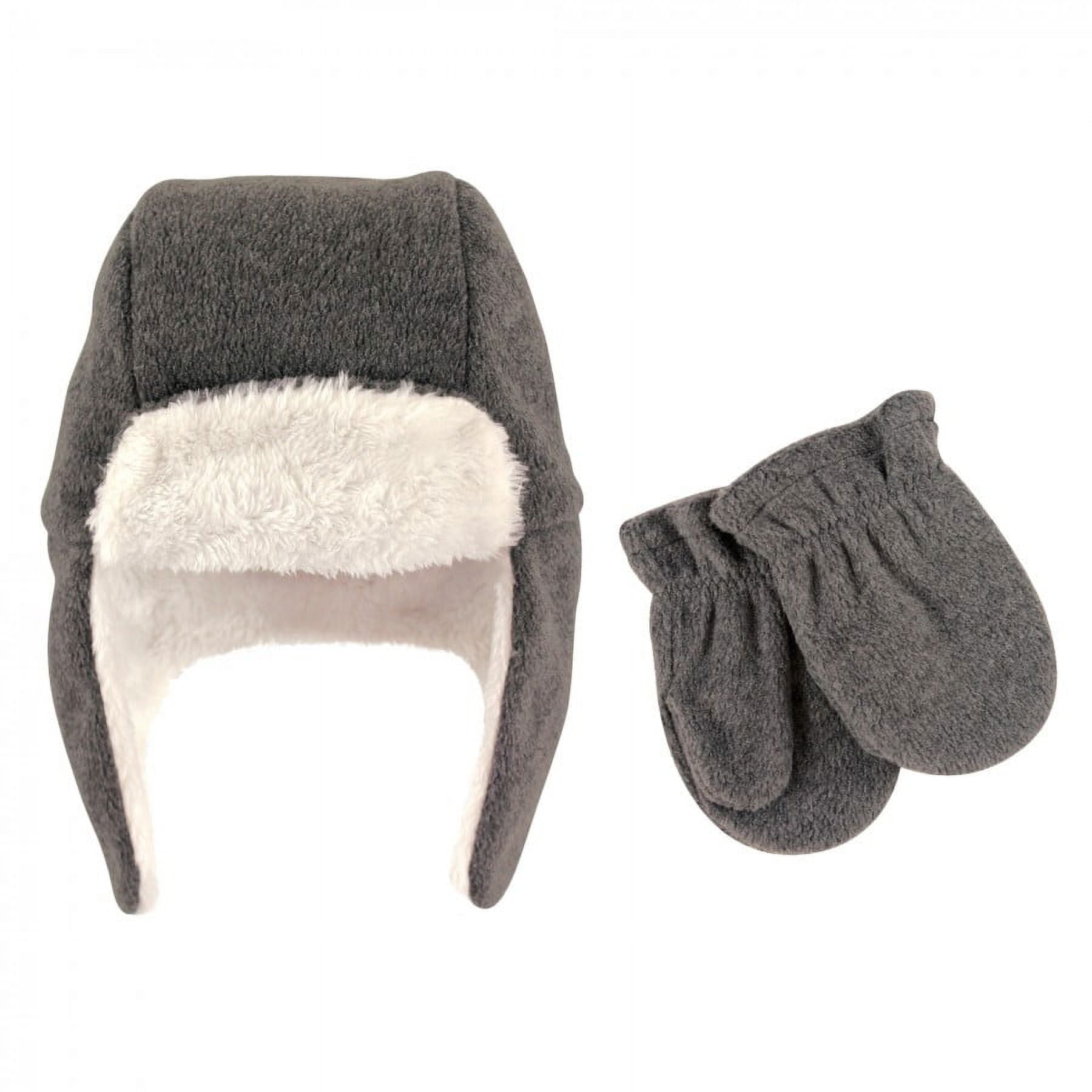 Hudson Baby Infant Fleece Trapper Hat and Mitten 2pc Set, Heather ...