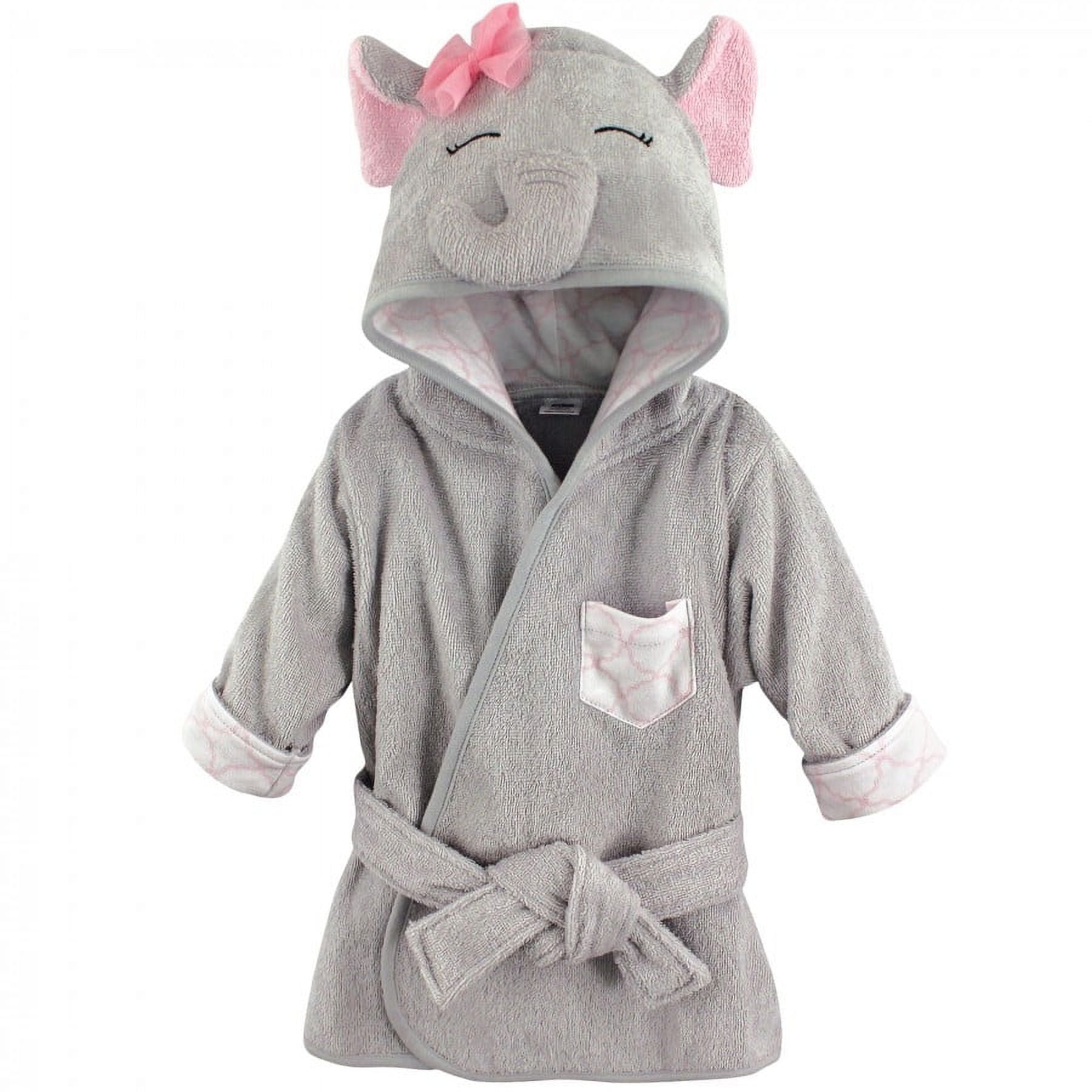 Hudson Baby Infant Girl Cotton Animal Face Bathrobe, Pretty Elephant, 0 ...