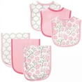 Hudson Baby Infant Girl Cotton Bib and Burp Cloth Set 6pk, Flower, One ...