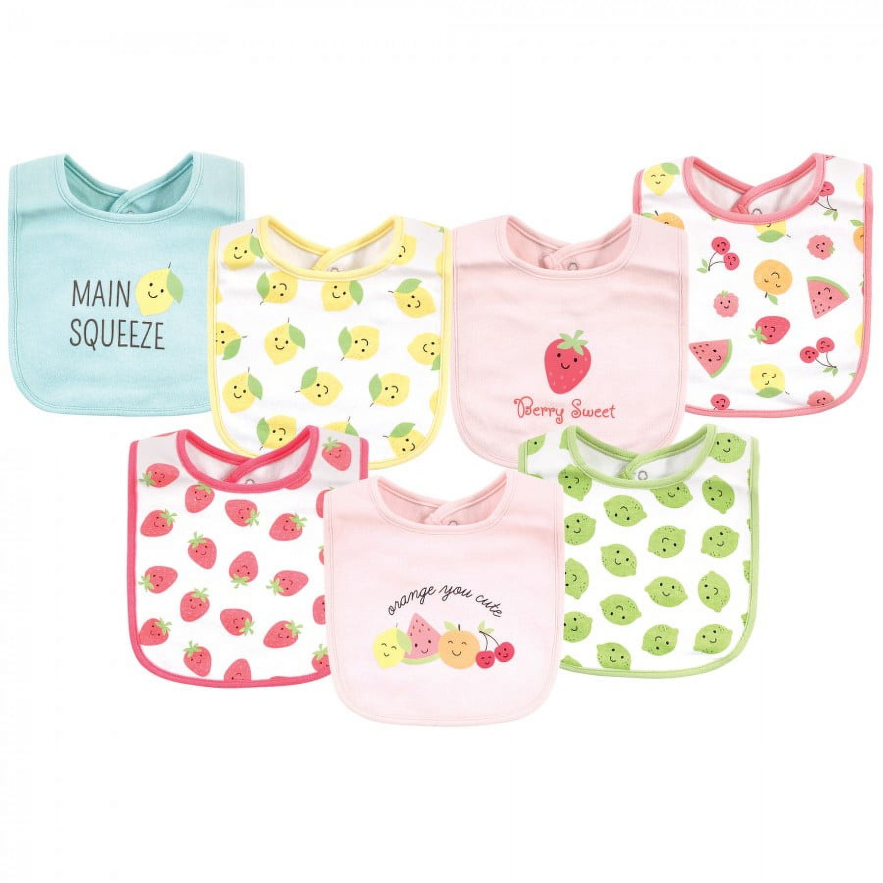 Hudson Baby Infant Girl Cotton Bibs, Cute Fruit, One Size - Walmart.com