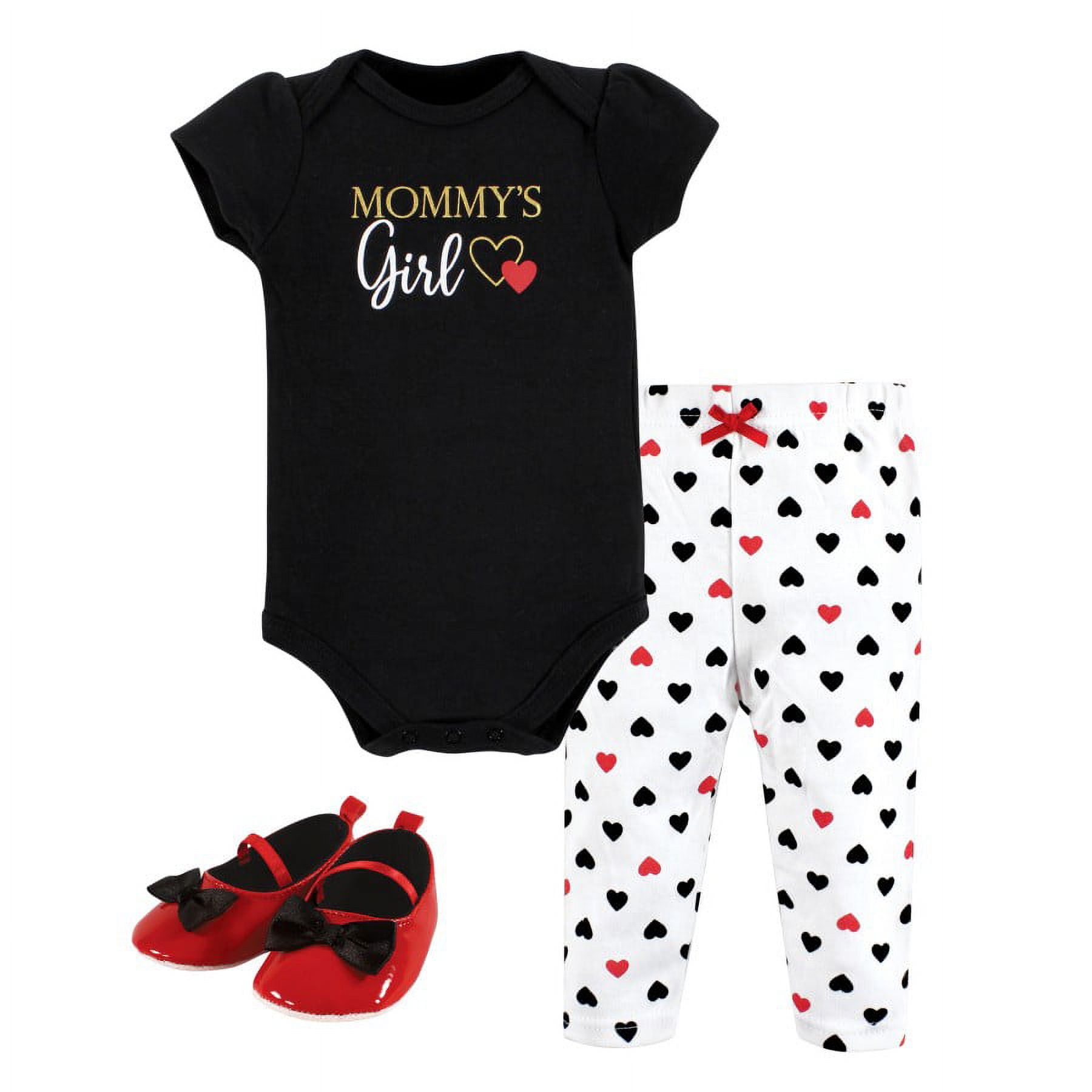 Hudson Baby Infant Girl Cotton Bodysuit, Pant and Shoe Set, Girl Mommy ...