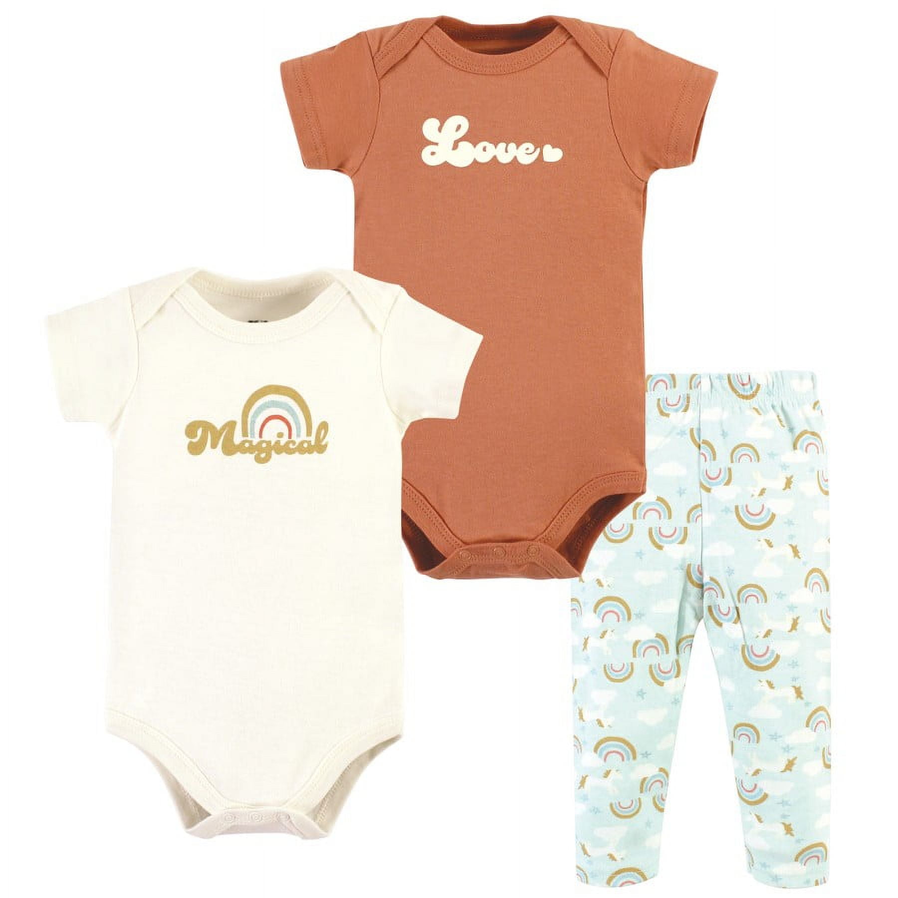 Hudson Baby Infant Girl Cotton Bodysuit and Pant Set, Magical Rainbow ...