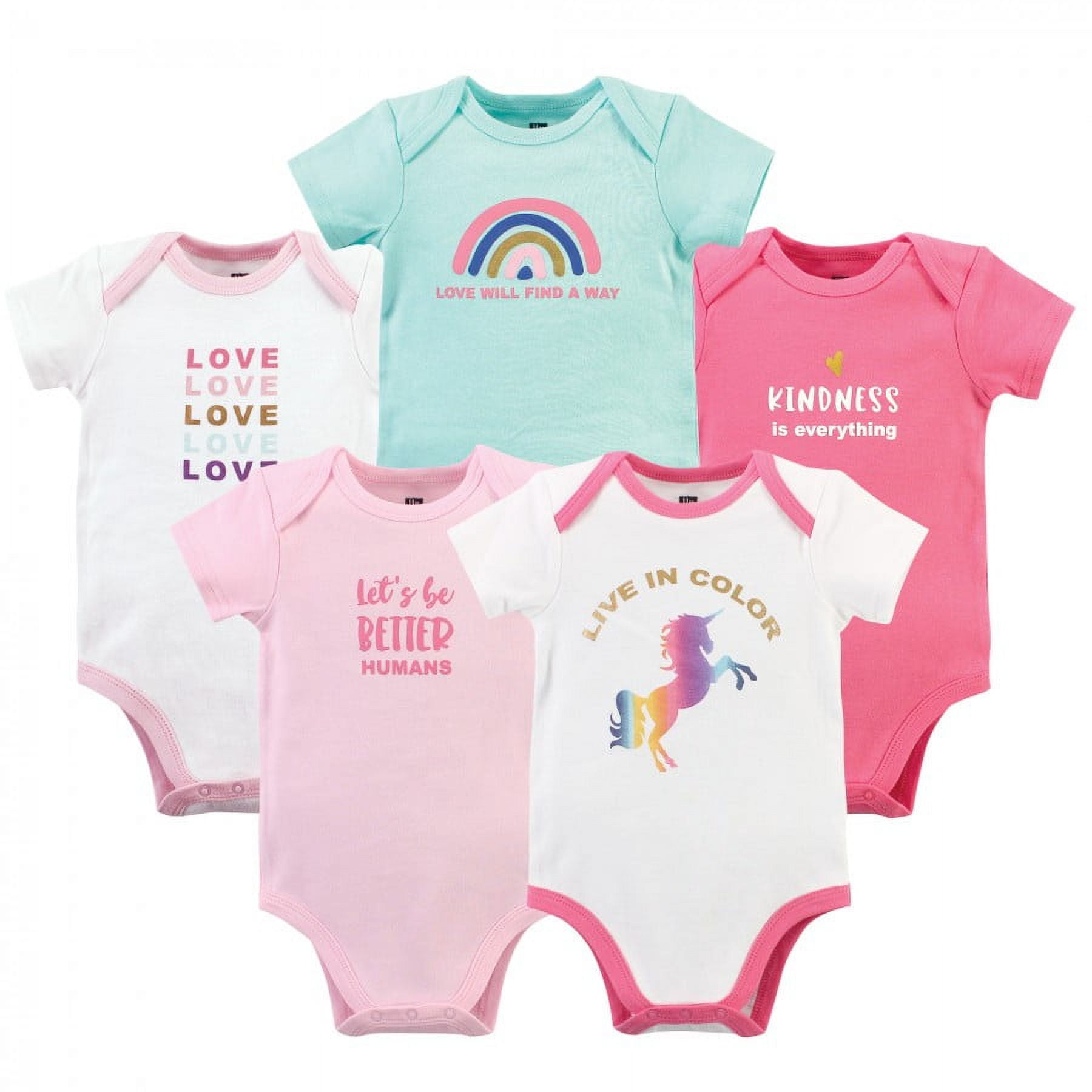 Hudson Baby Short Sleeve Bodysuits, 5-Pack, Newborn- 24 Months ...