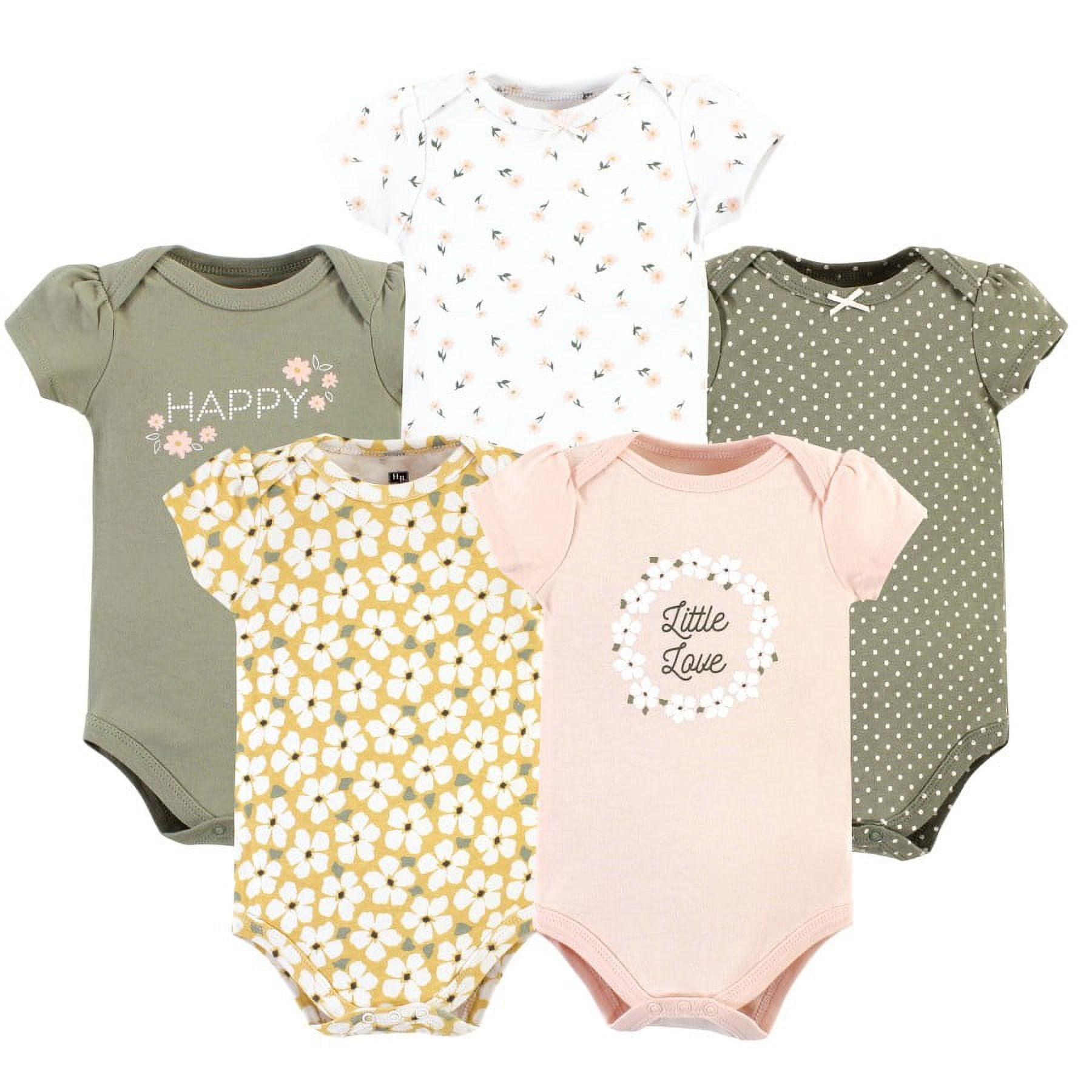 Hudson Baby Short Sleeve Bodysuits, 5-Pack, Newborn- 24 Months ...