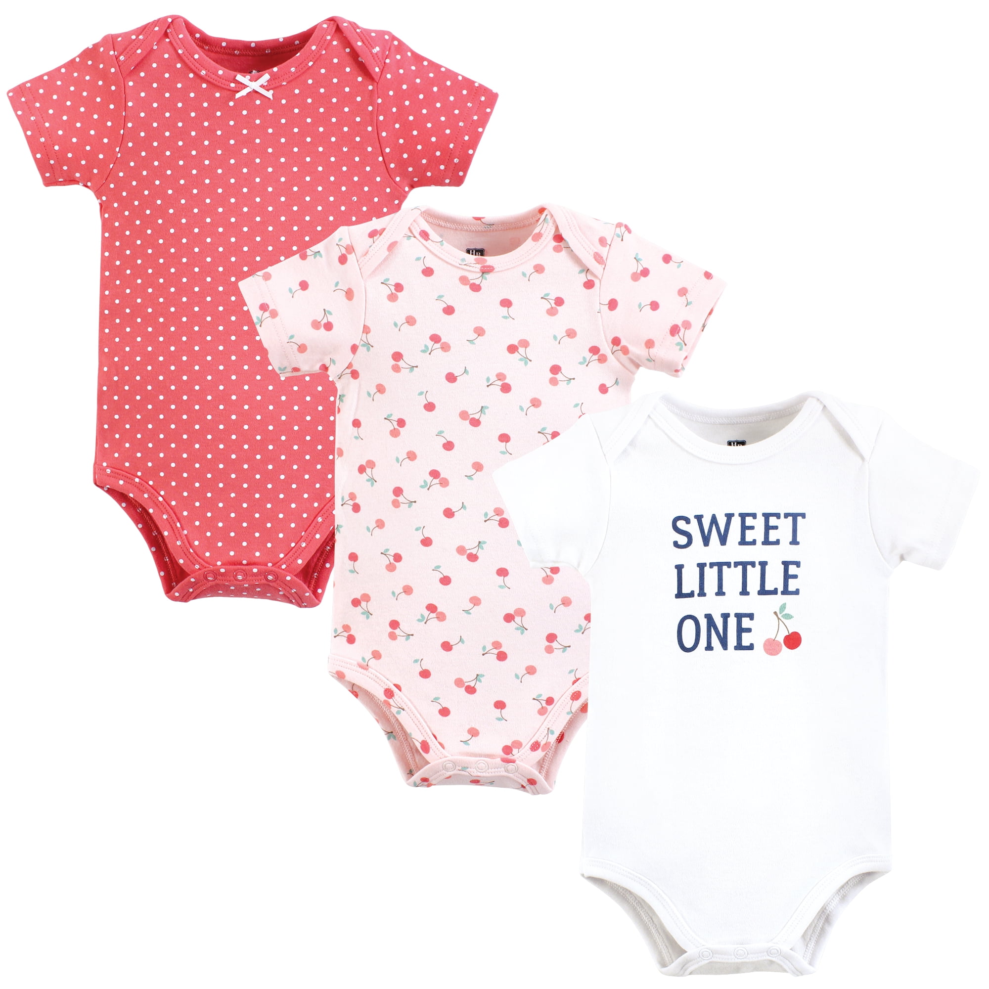Hudson Baby Infant Girl Cotton Bodysuits, Sweet Cherry, 0-3 Months ...