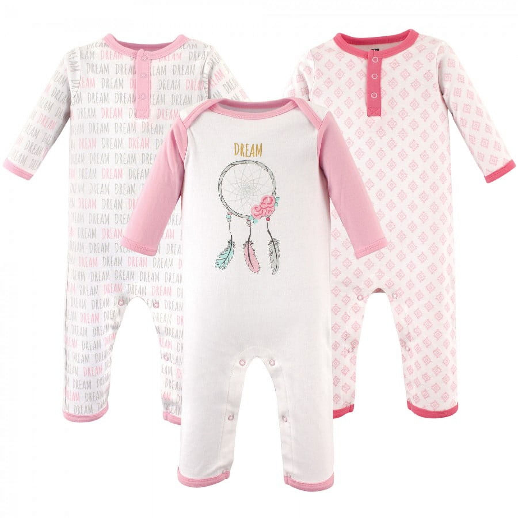 Hudson Baby Infant Girl Cotton Coveralls 3pk, Dream Catcher, 3-6 Months ...