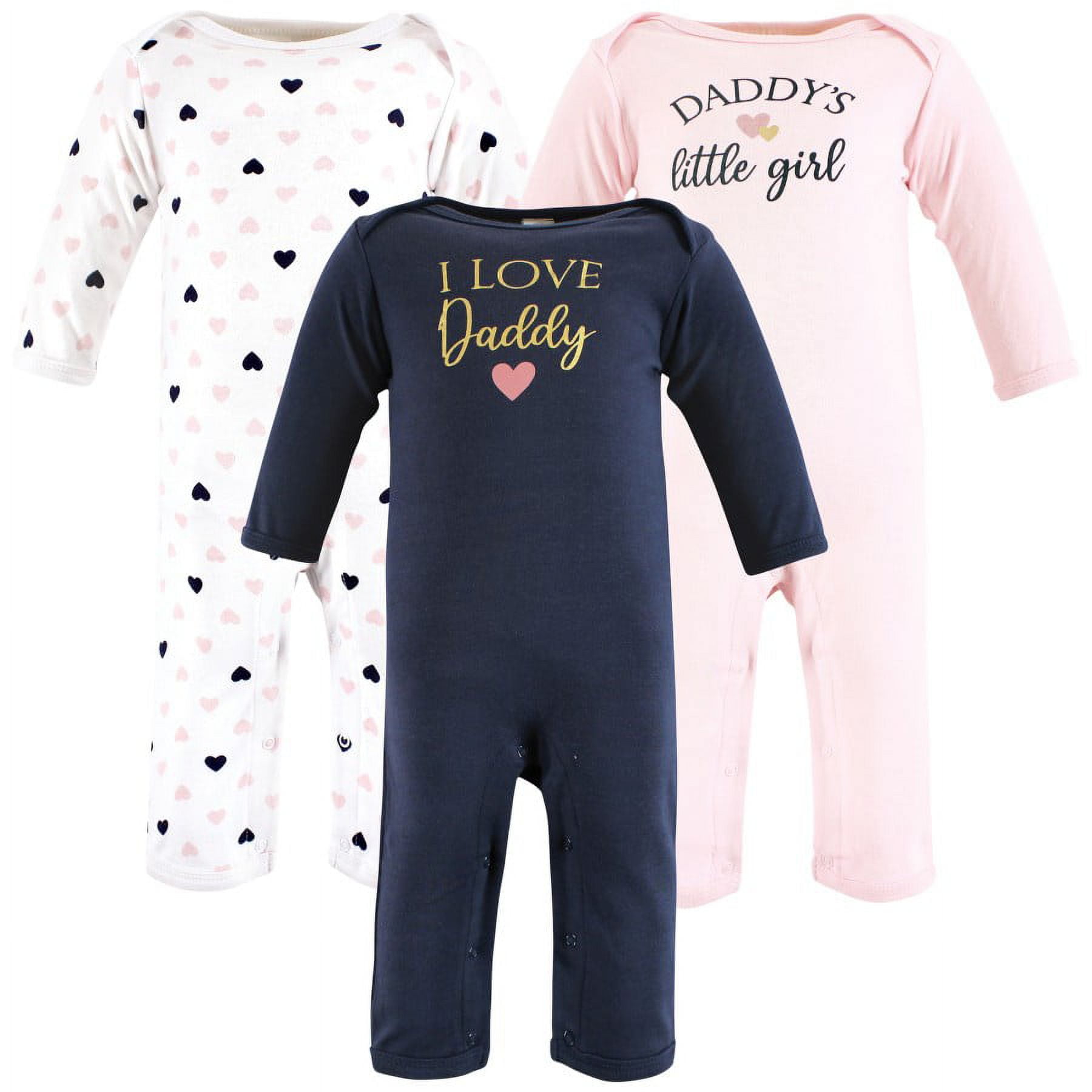 Hudson Baby Infant Girl Cotton Coveralls, Girl Daddy Pink Navy, 6-9 ...