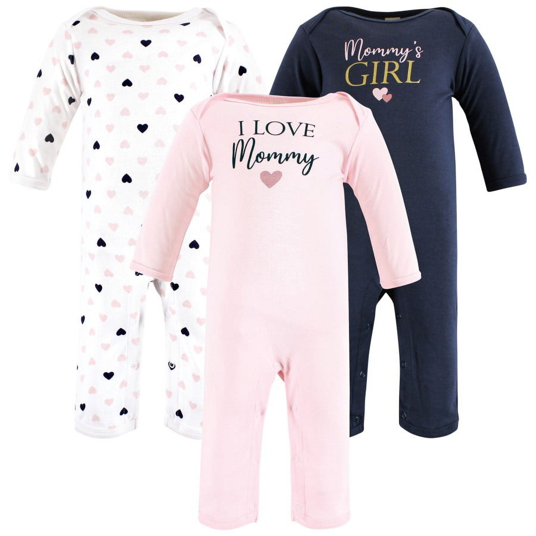 Hudson Baby Infant Girl Cotton Coveralls, Girl Mommy Pink Navy, 6-9 ...