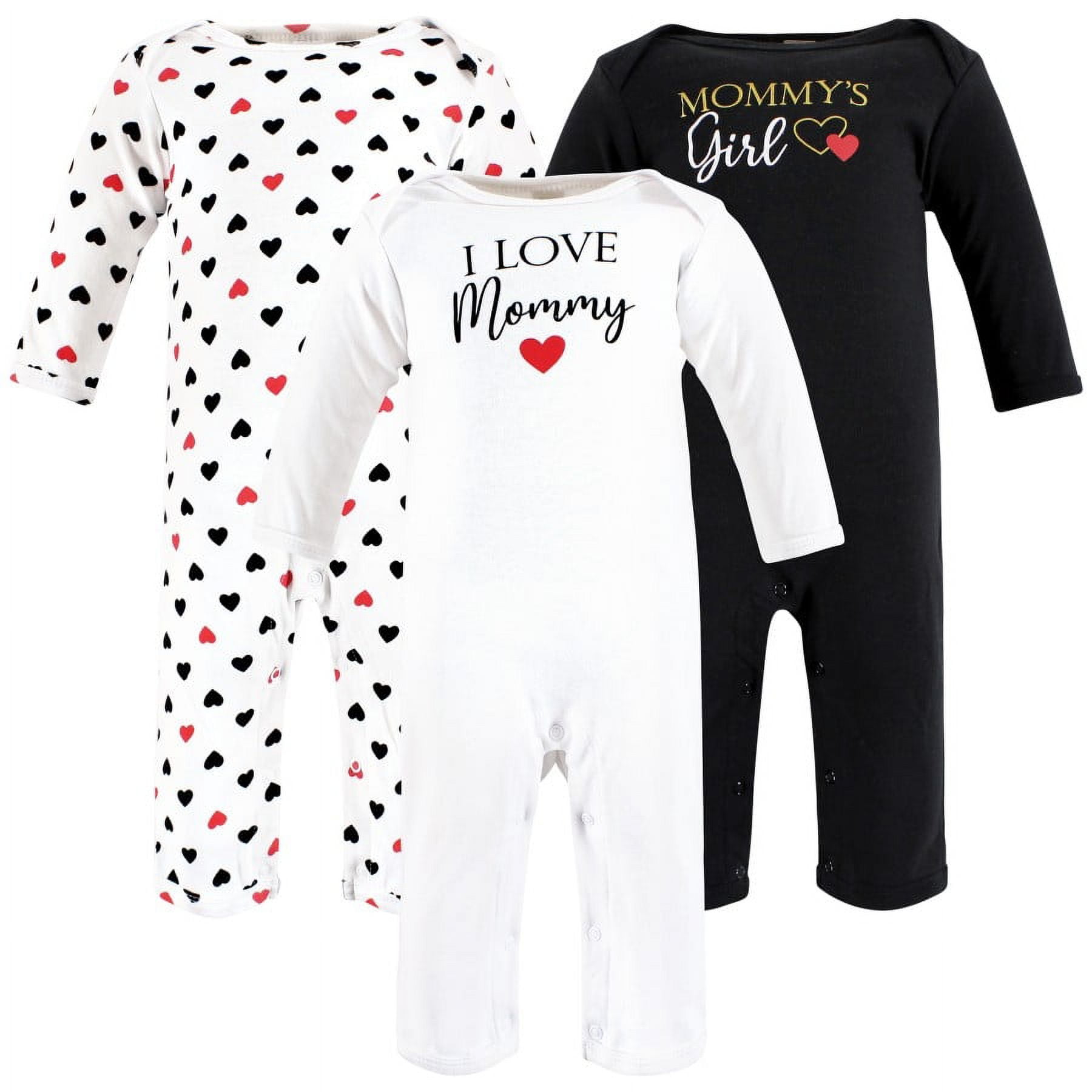 Hudson Baby Infant Girl Cotton Coveralls, Girl Mommy Red Black, 6-9 ...