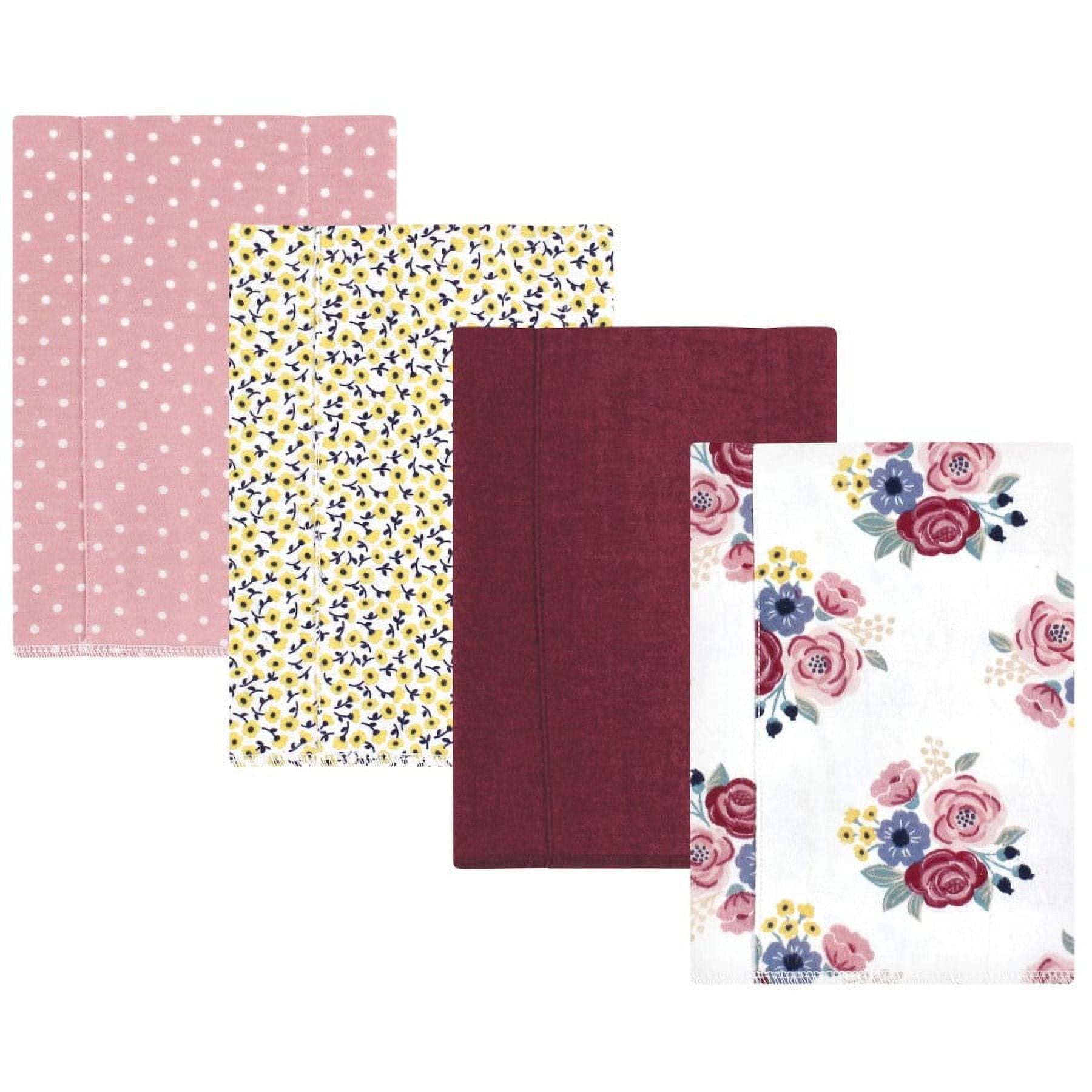 Hudson Baby Infant Girl Cotton Flannel Burp Cloths, Blush Navy Floral 4 ...