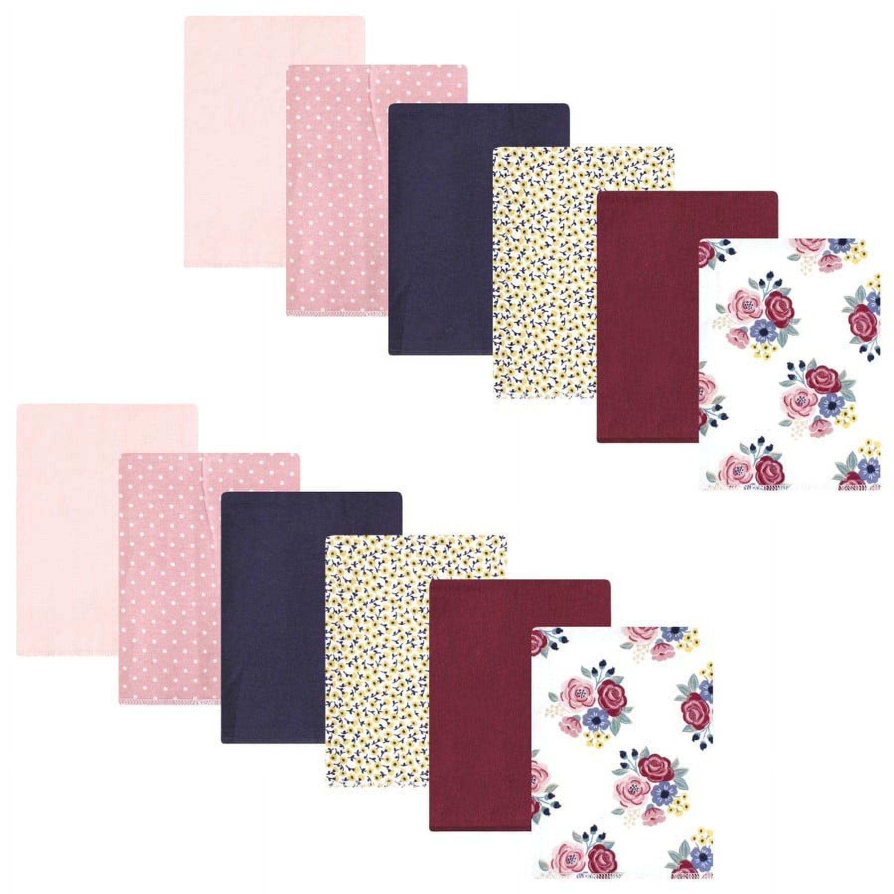 Hudson Baby Infant Girl Cotton Flannel Burp Cloths Bundle, Blush Navy ...