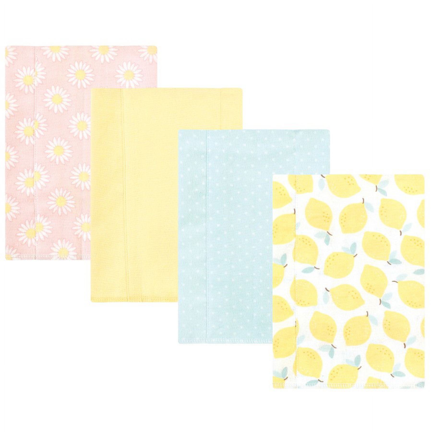 Hudson Baby Infant Girl Cotton Flannel Burp Cloths, Lemon Daisy 4 Pack ...