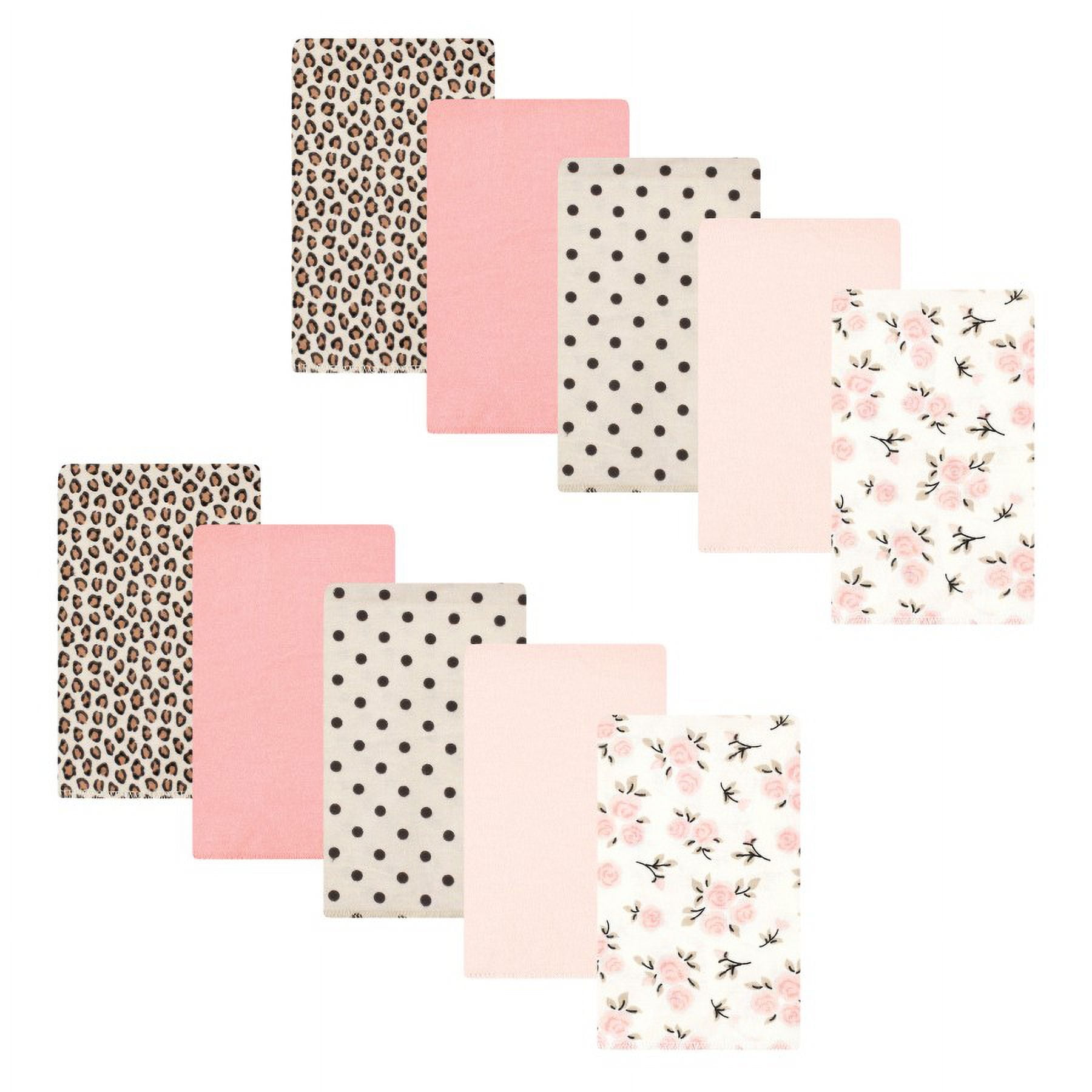 Hudson Baby Infant Girl Cotton Flannel Burp Cloths, Neutral Pink Floral ...