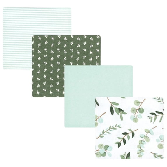 Hudson Baby Infant Girl Cotton Flannel Receiving Blankets, Eucalyptus ...