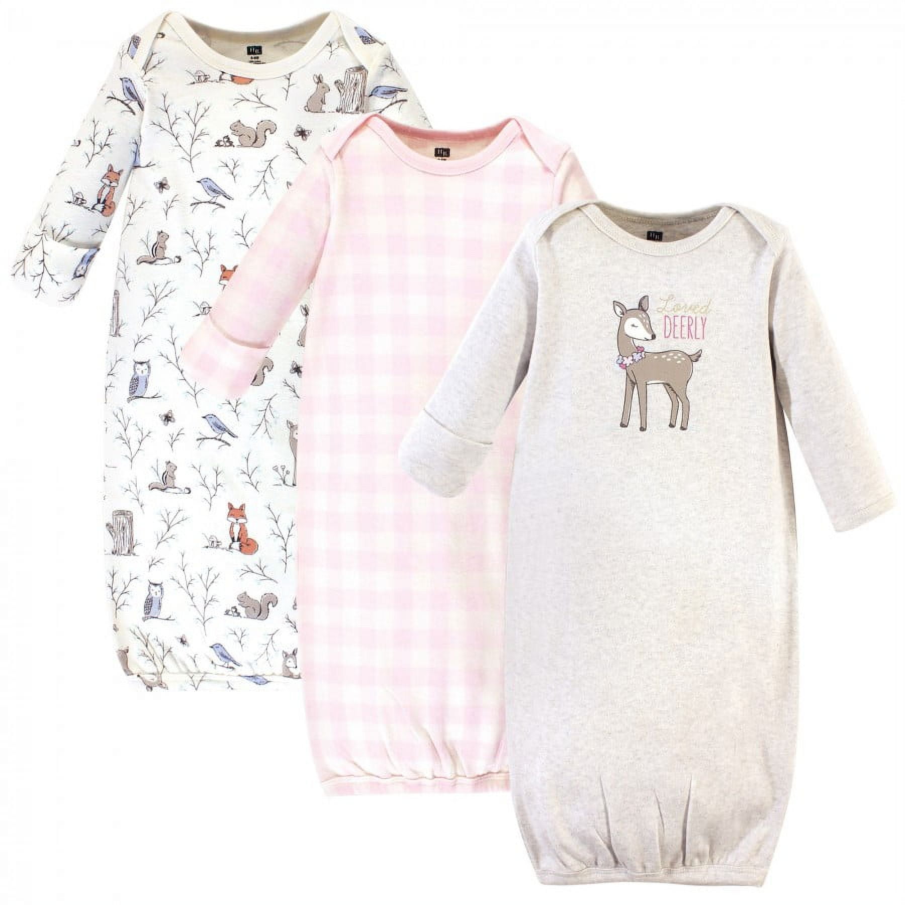 Hudson Baby Infant Girl Cotton Gowns, Enchanted Forest, Preemie-Newborn ...