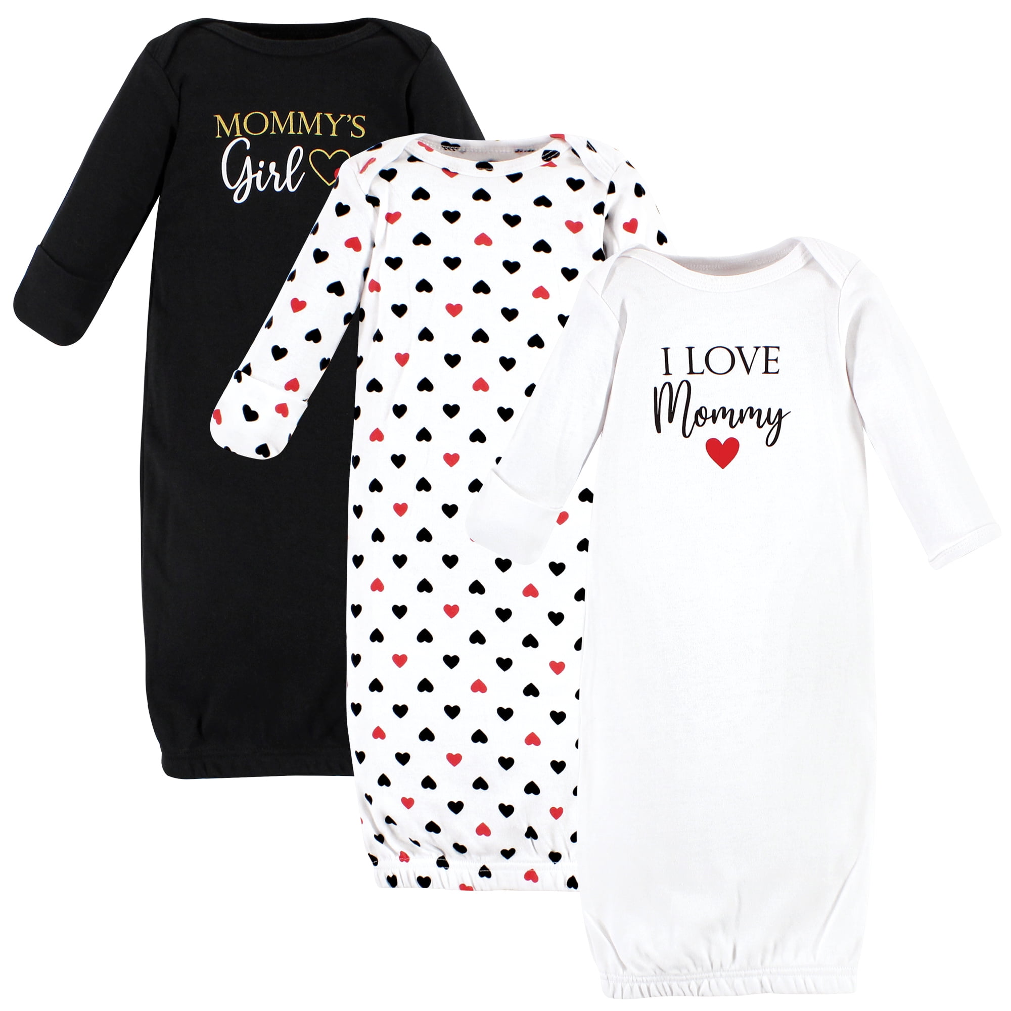 Hudson Baby Infant Girl Cotton Gowns, Girl Mommy Red Black, Preemie ...
