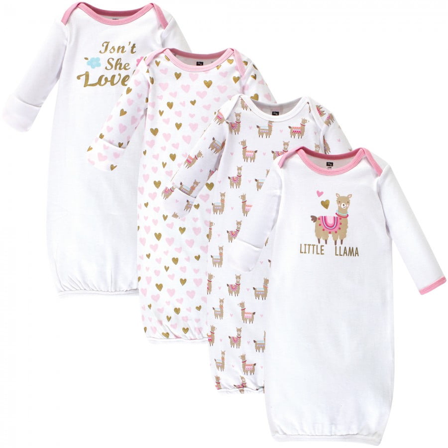 Hudson Baby Infant Girl Cotton Gowns, Little Llama, Preemie-Newborn ...
