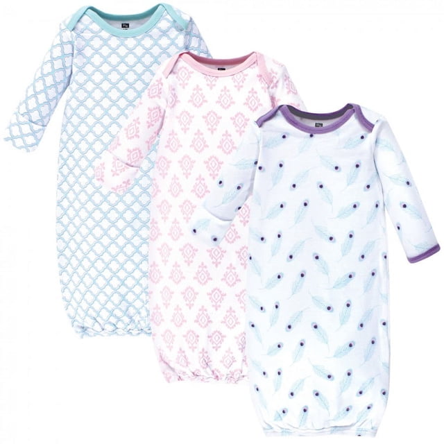 Hudson Baby Infant Girl Cotton Gowns, Peacock Feathers, Preemie/Newborn ...