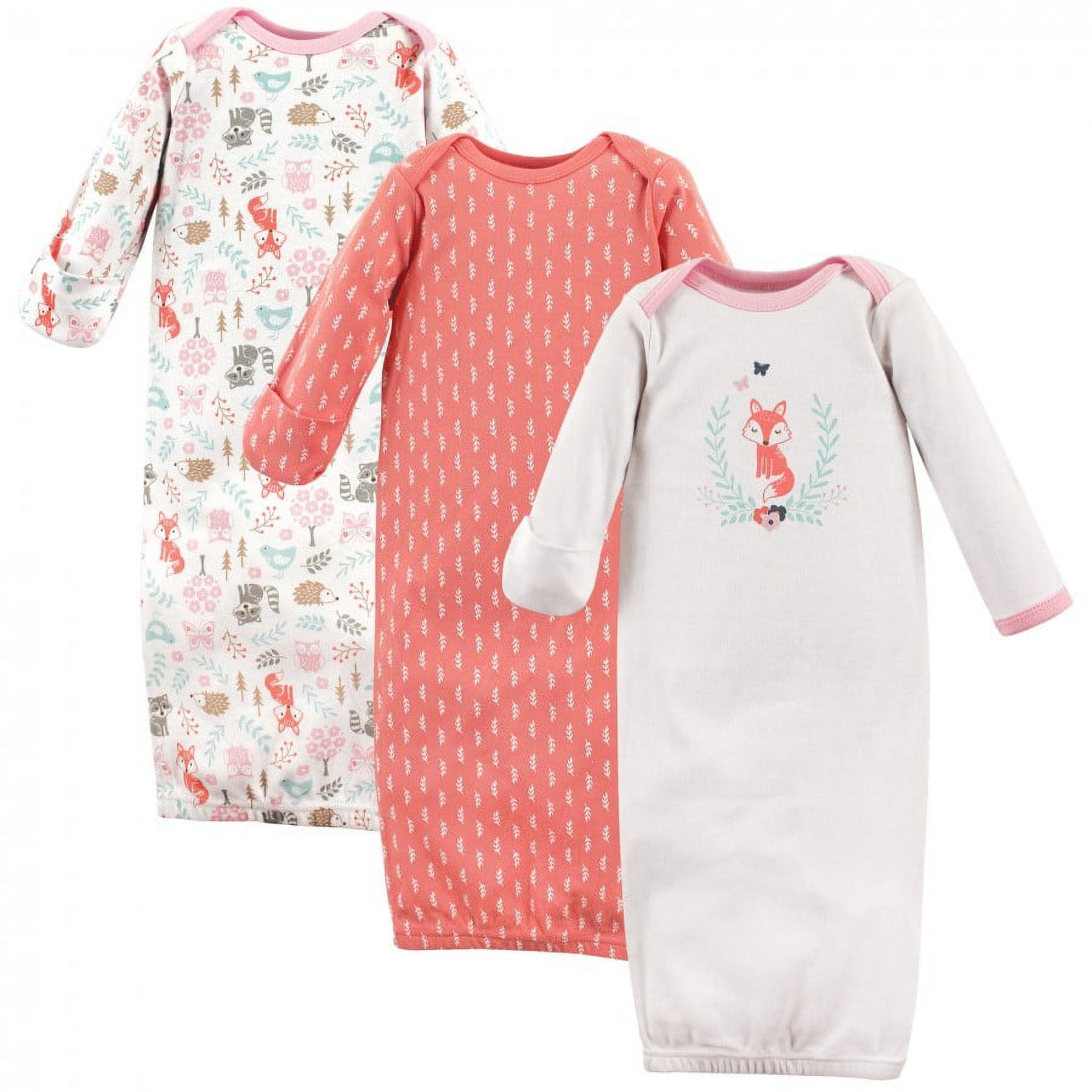 Hudson Baby Infant Girl Cotton Gowns, Woodland Fox, Preemie/Newborn ...