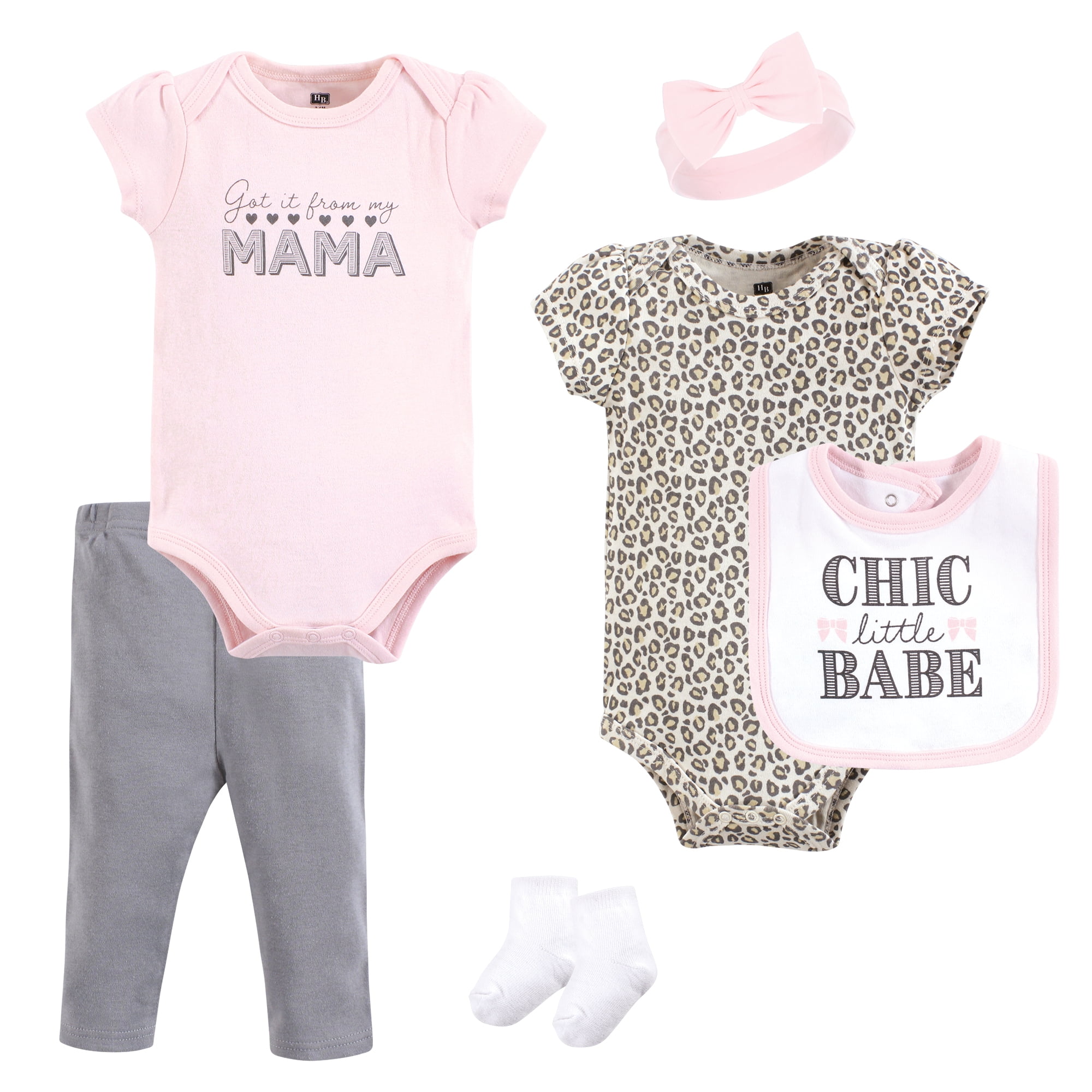 Hudson Baby Infant Girl Cotton Layette Set, Chic Little Babe, 3-6 ...