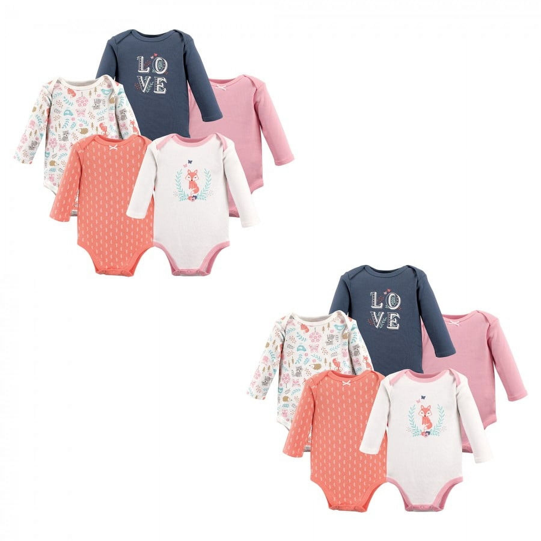 Hudson Baby Infant Girl Cotton Long-Sleeve Bodysuits, Woodland Fox 10 ...