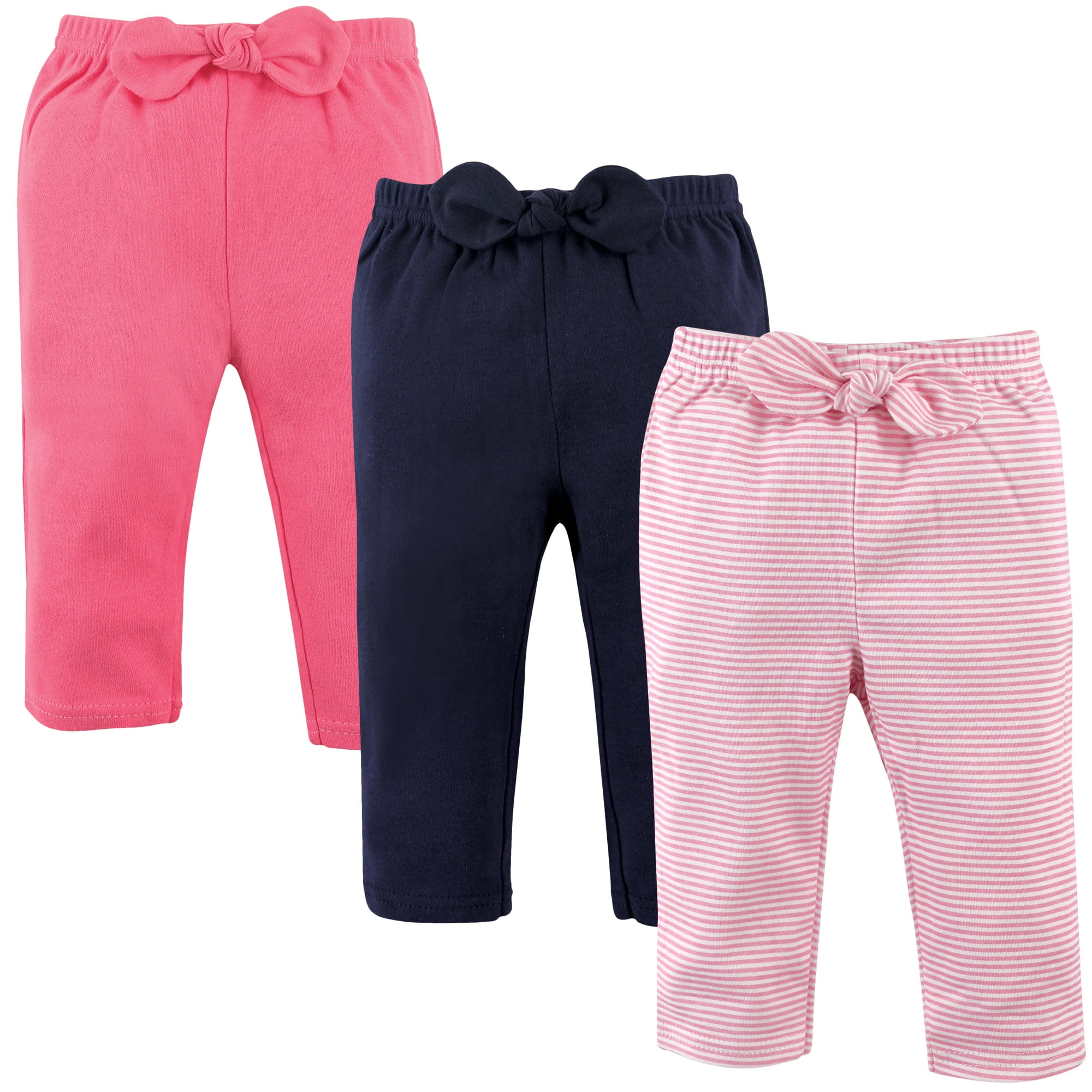 Hudson Baby Infant Girl Cotton Pants and Leggings, Lt Pink Stripe ...
