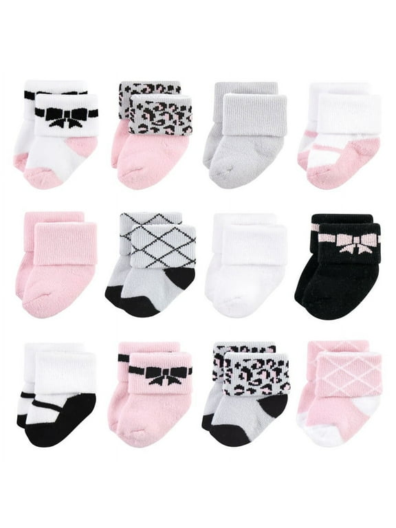Hudson Baby Infant Girls Cotton Rich Newborn and Terry Socks, Pastel ...