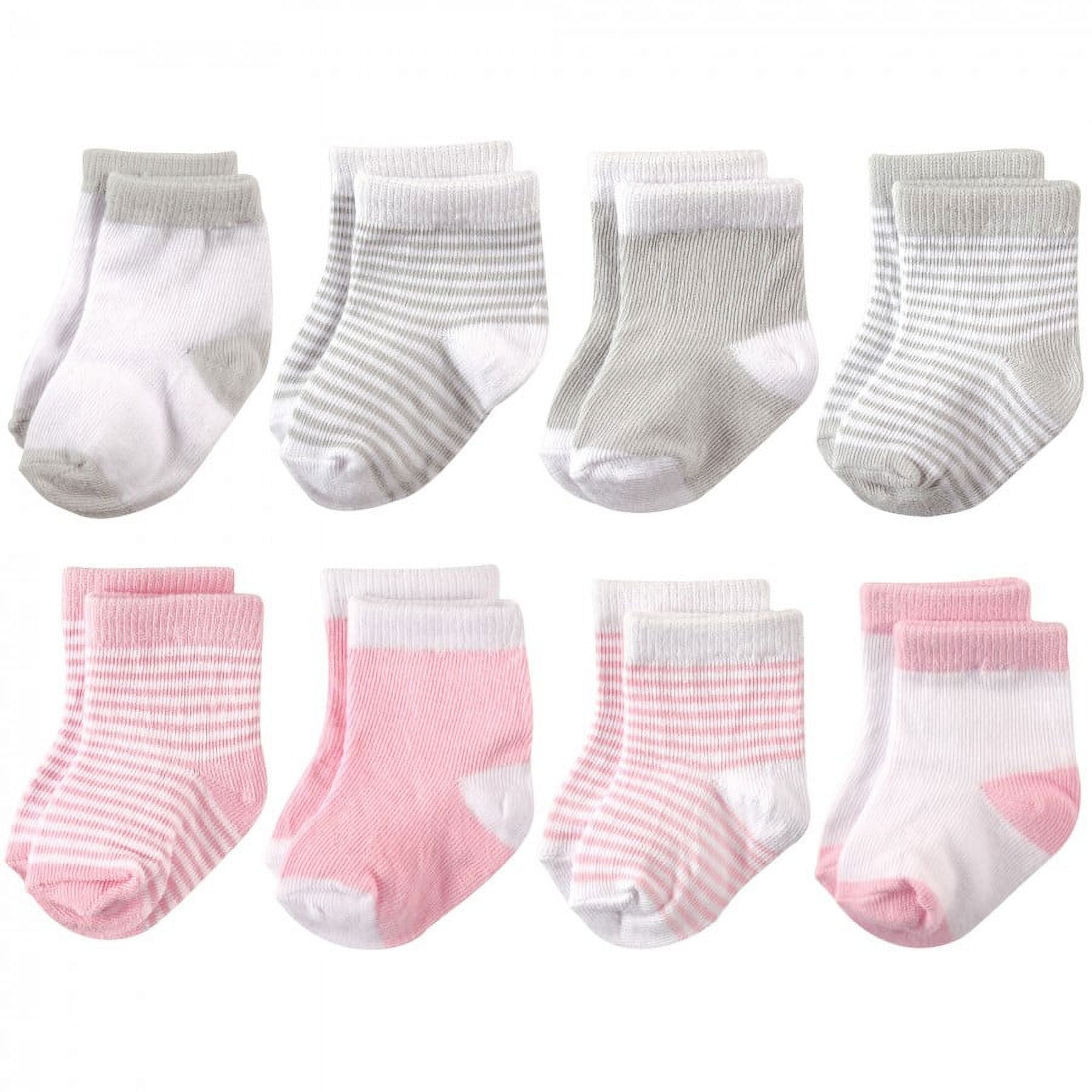 Hudson Baby Infant Girl Cotton Rich Newborn and Terry Socks, Light Pink ...