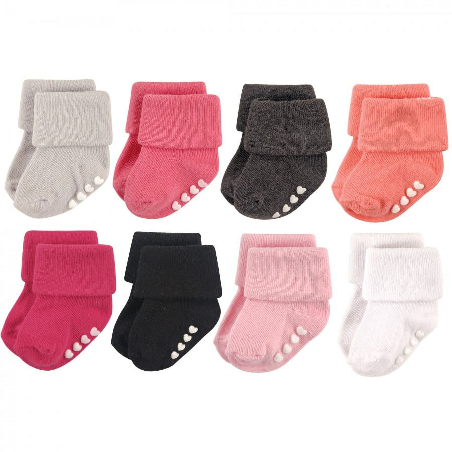 Hudson Baby Infant Girl Cotton Rich Newborn and Terry Socks, Pink Black ...