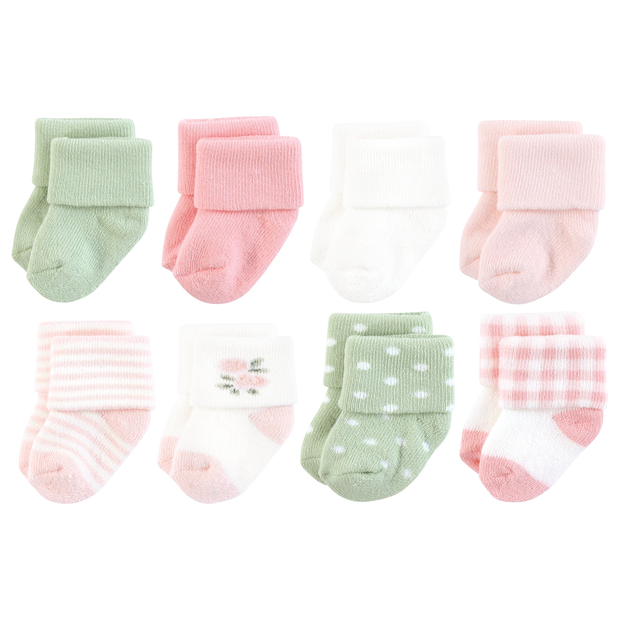 Hudson Baby Infant Girl Cotton Newborn and Terry Socks - 0-6 Months ...