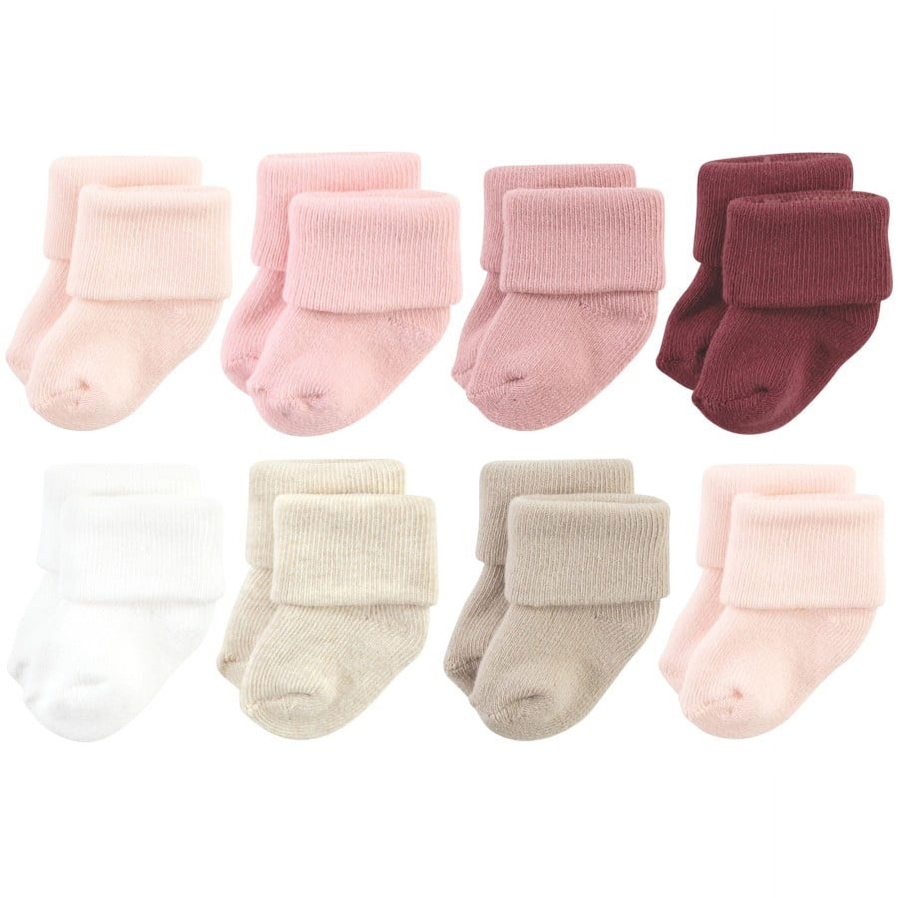 Hudson Baby Infant Girl Cotton Rich Newborn and Terry Socks, Solid Pink ...