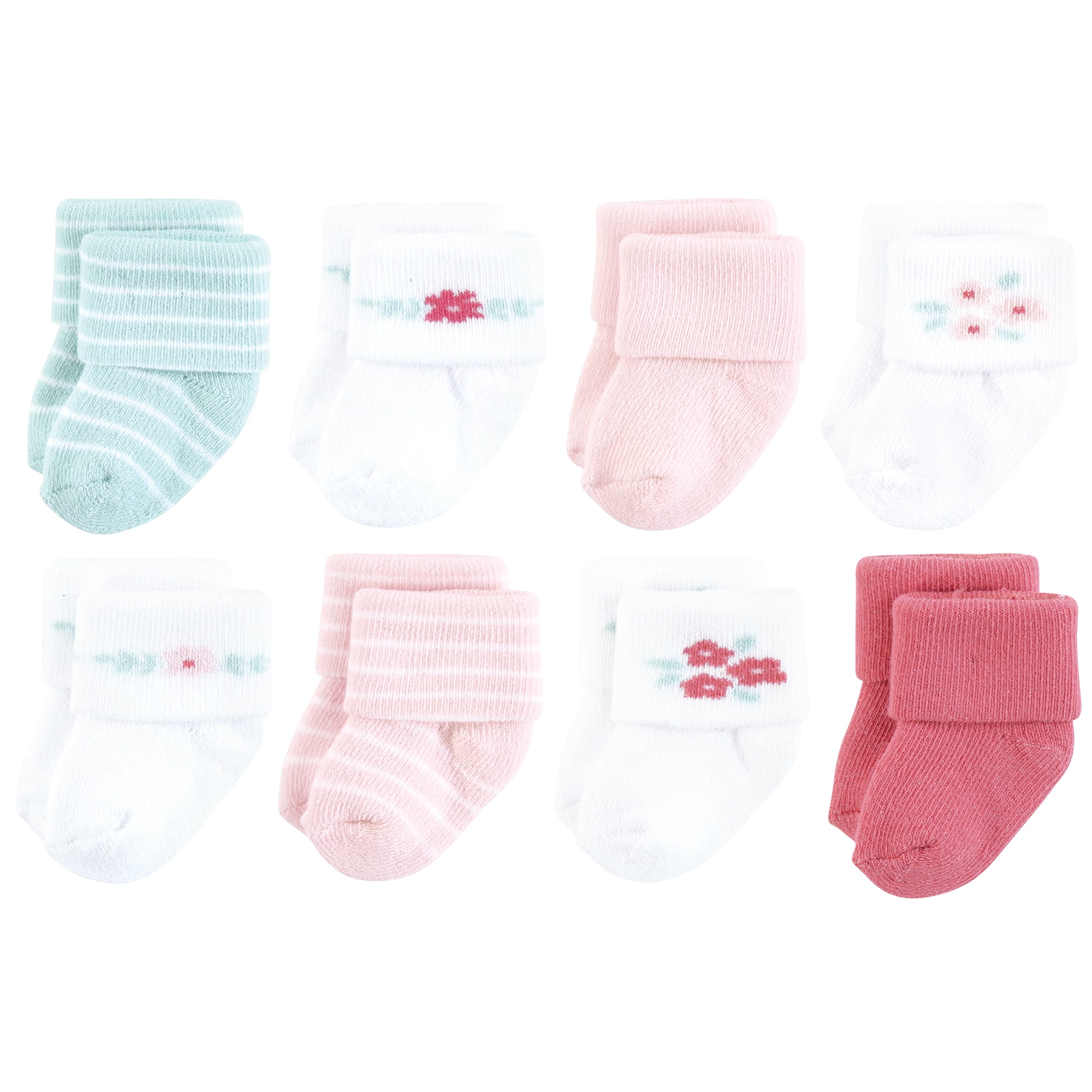 Hudson Baby Infant Girl Cotton Rich Newborn and Terry Socks, Tiny ...