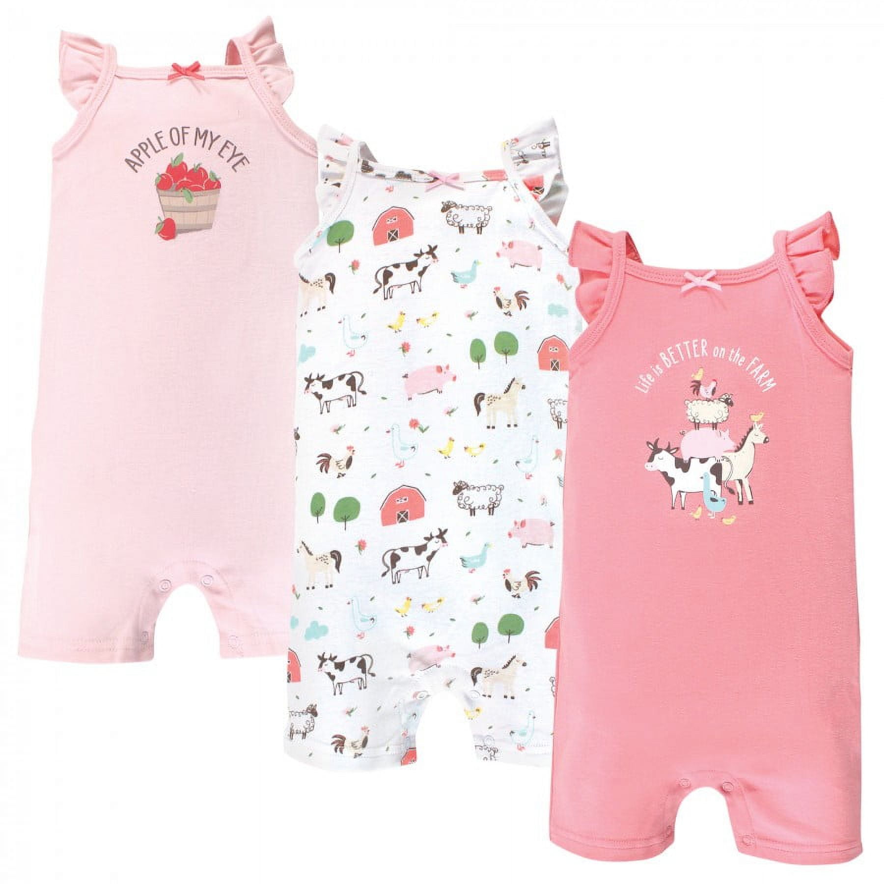 Hudson Baby Infant Girl Cotton Rompers, Girl Farm Animals, 12-18 Months ...