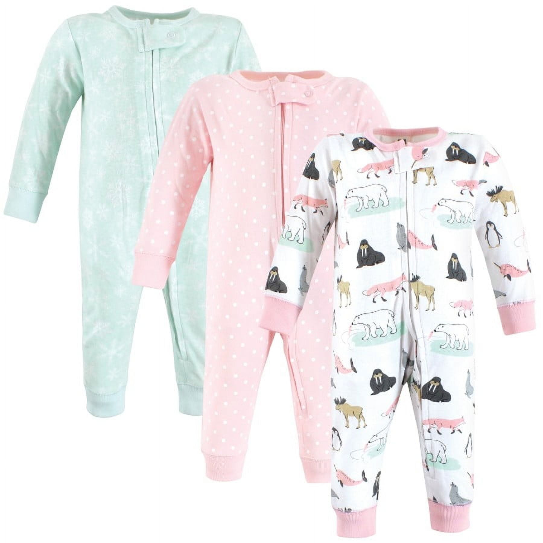 Hudson Baby Infant Girl Cotton Sleep and Play, Girl Arctic Animals, 0-3 ...